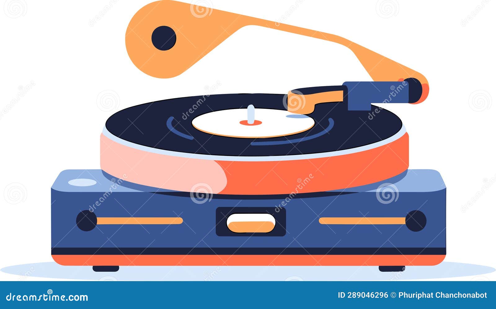 Vintage Record Player in UX UI Flat Style Stock Illustration ...