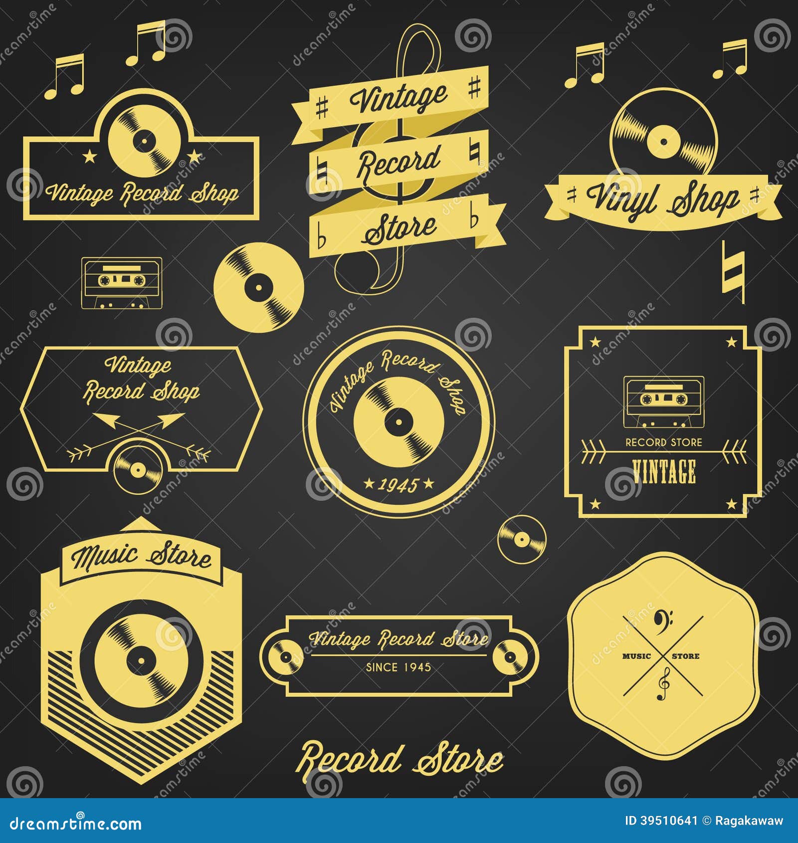 Record Store Idea Minimalistic Contemporary Flat Cool Line Art Cartoon ...