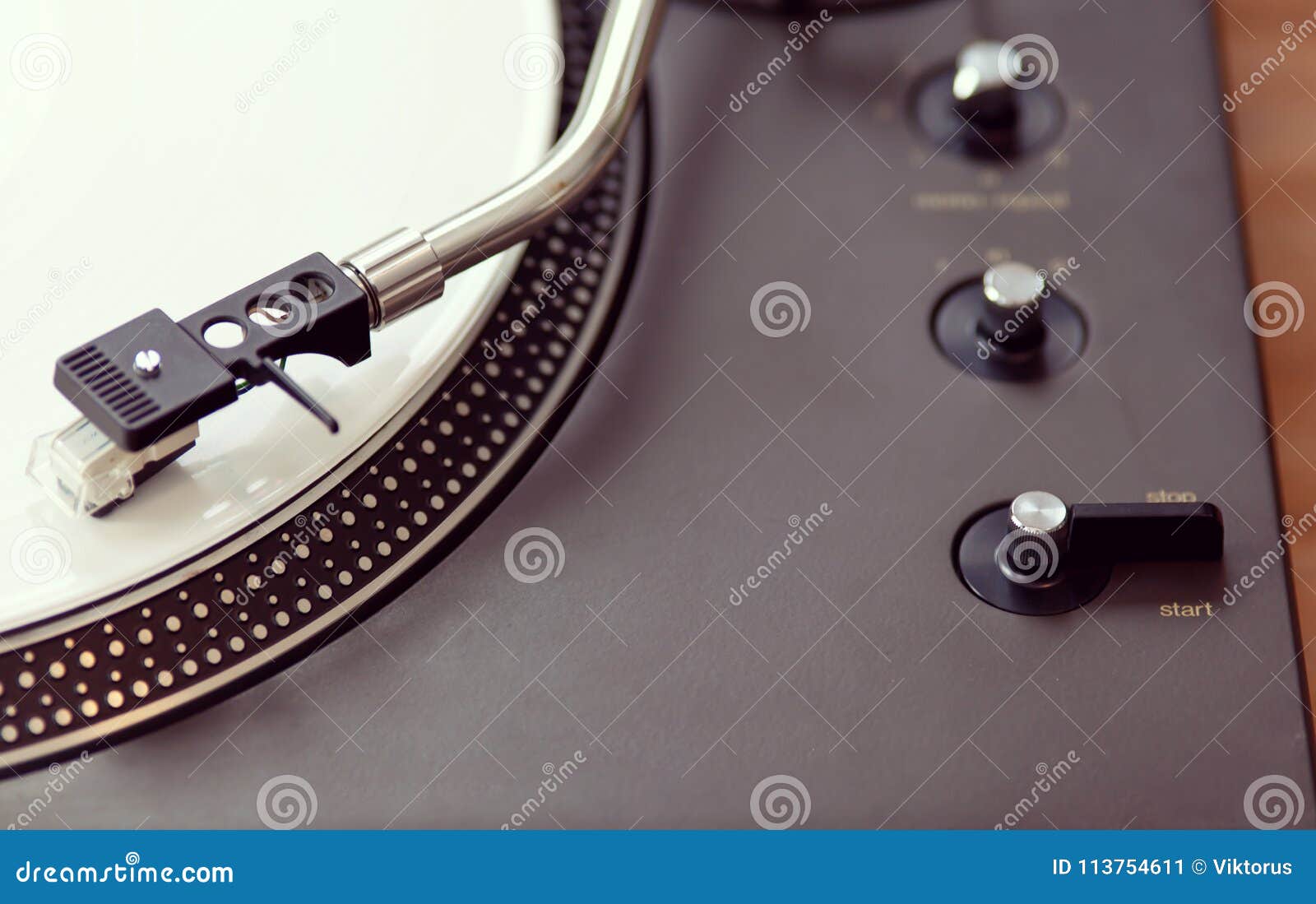 Vintage Record Turntable Player Tonearm and Knobs Stock Image - Image ...