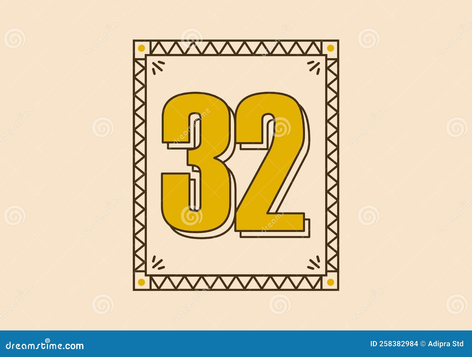 Vintage Rectangle Frame with Number 32 on it Stock Vector ...