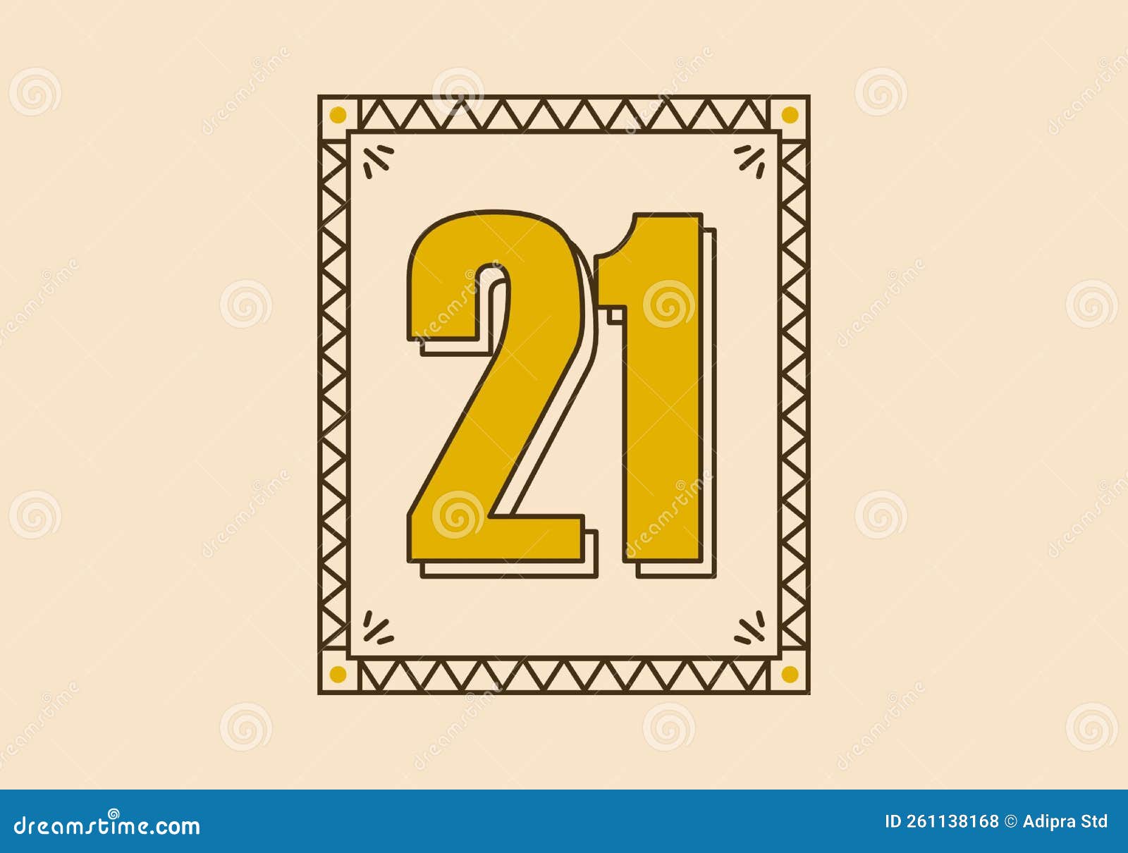 Vintage Rectangle Frame with Number 21 on it Stock Vector ...
