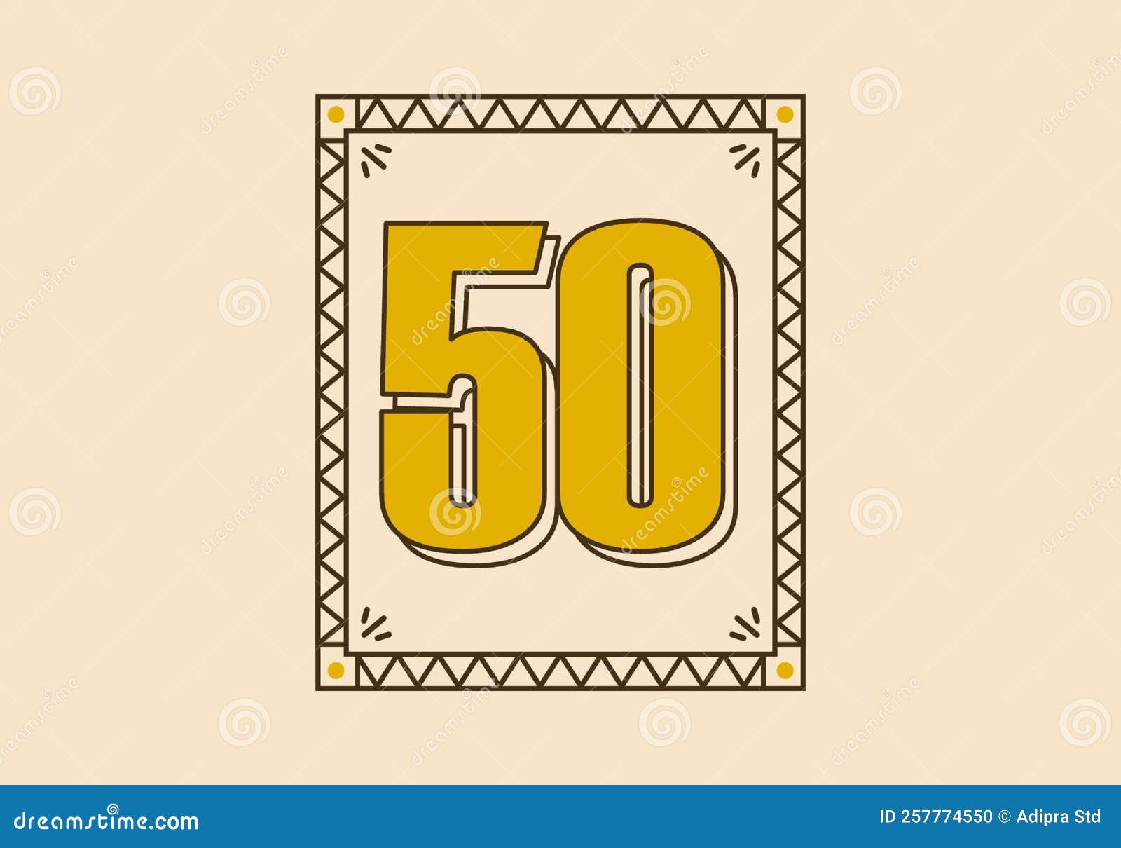 Vintage Rectangle Frame with Number 50 on it Stock Vector ...