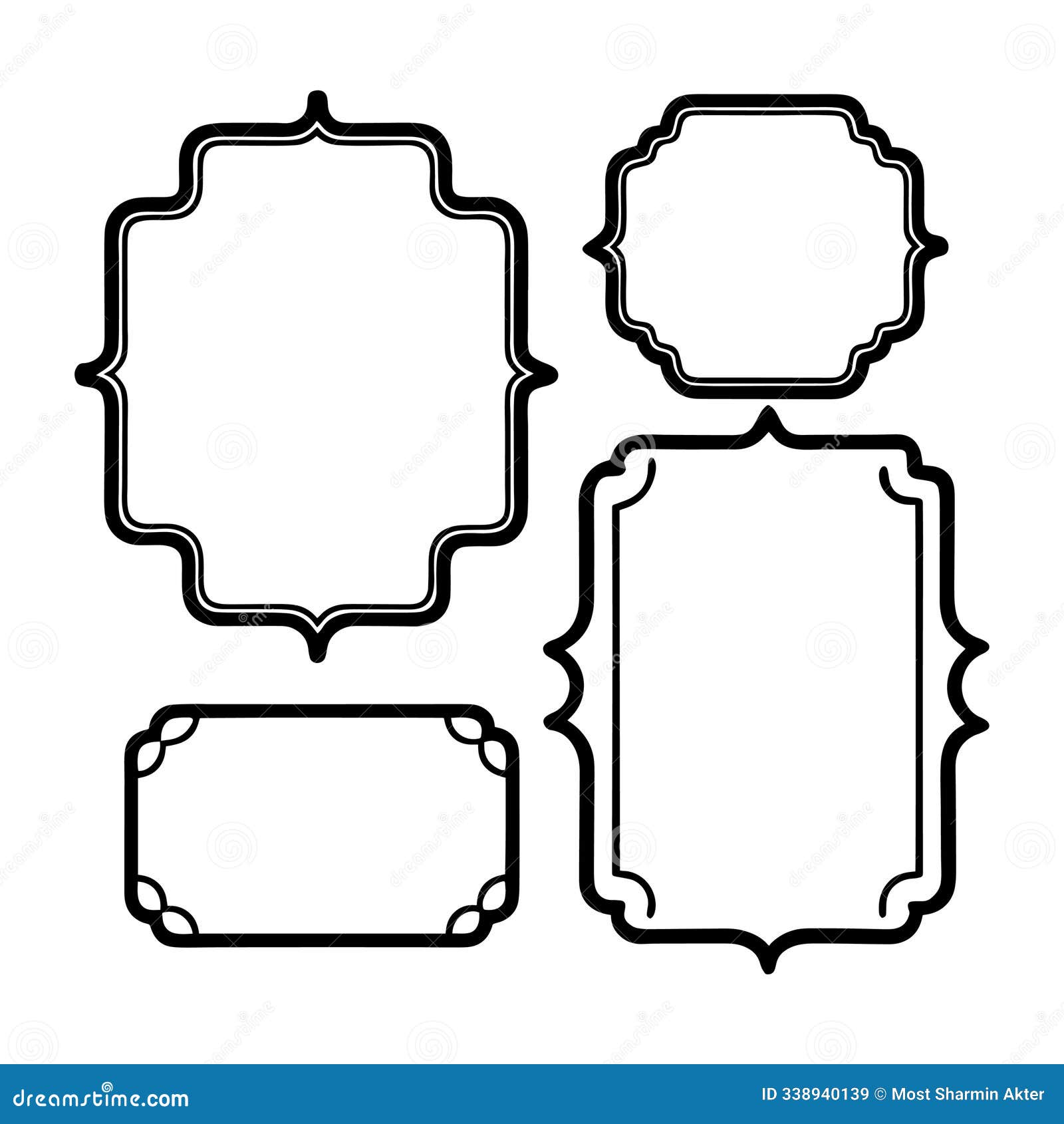 Vintage Rectangular Frame Vector Set – Elegant Ornamental Border ...