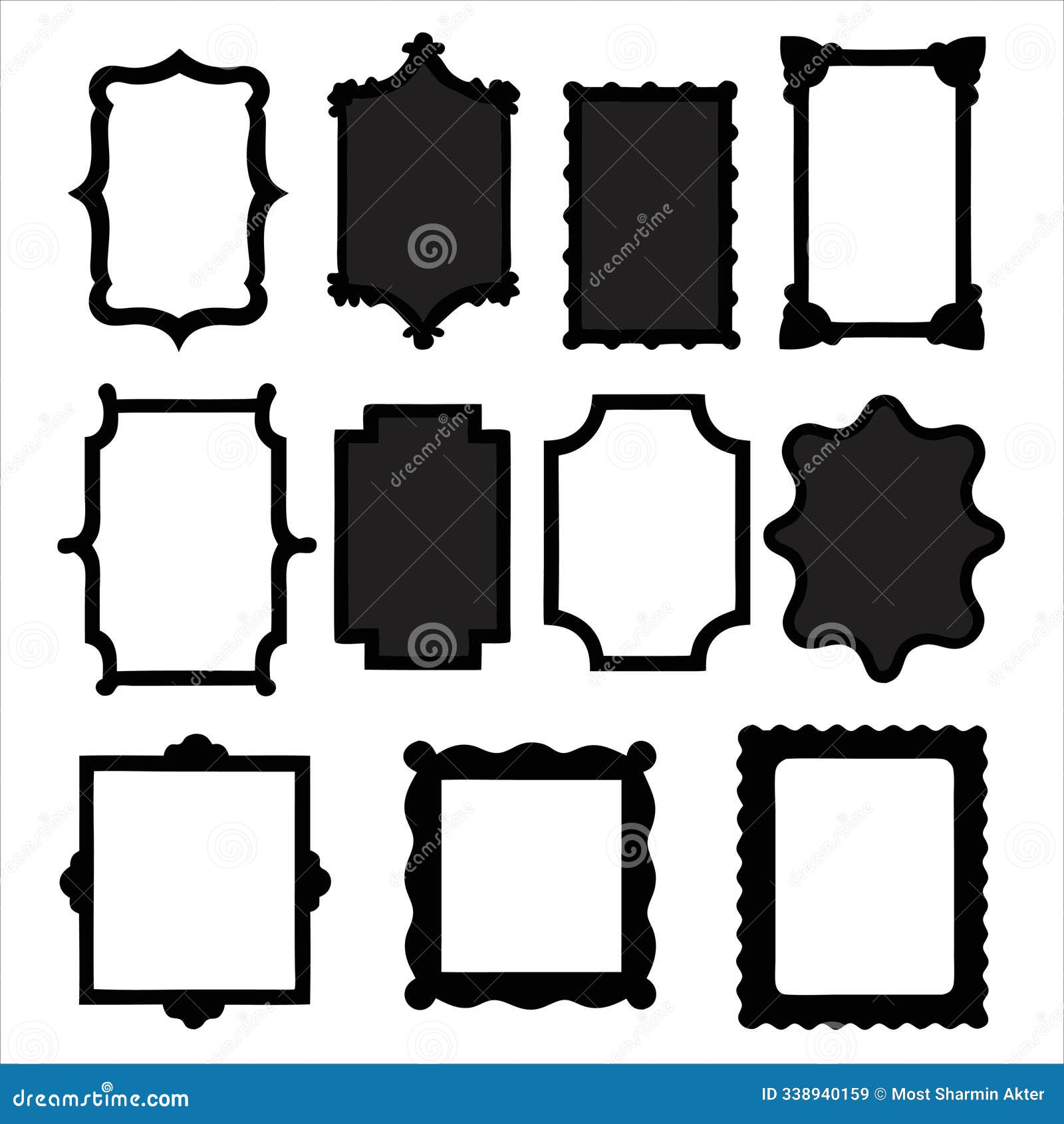 Vintage Rectangular Frame Vector Set – Elegant Ornamental Border ...