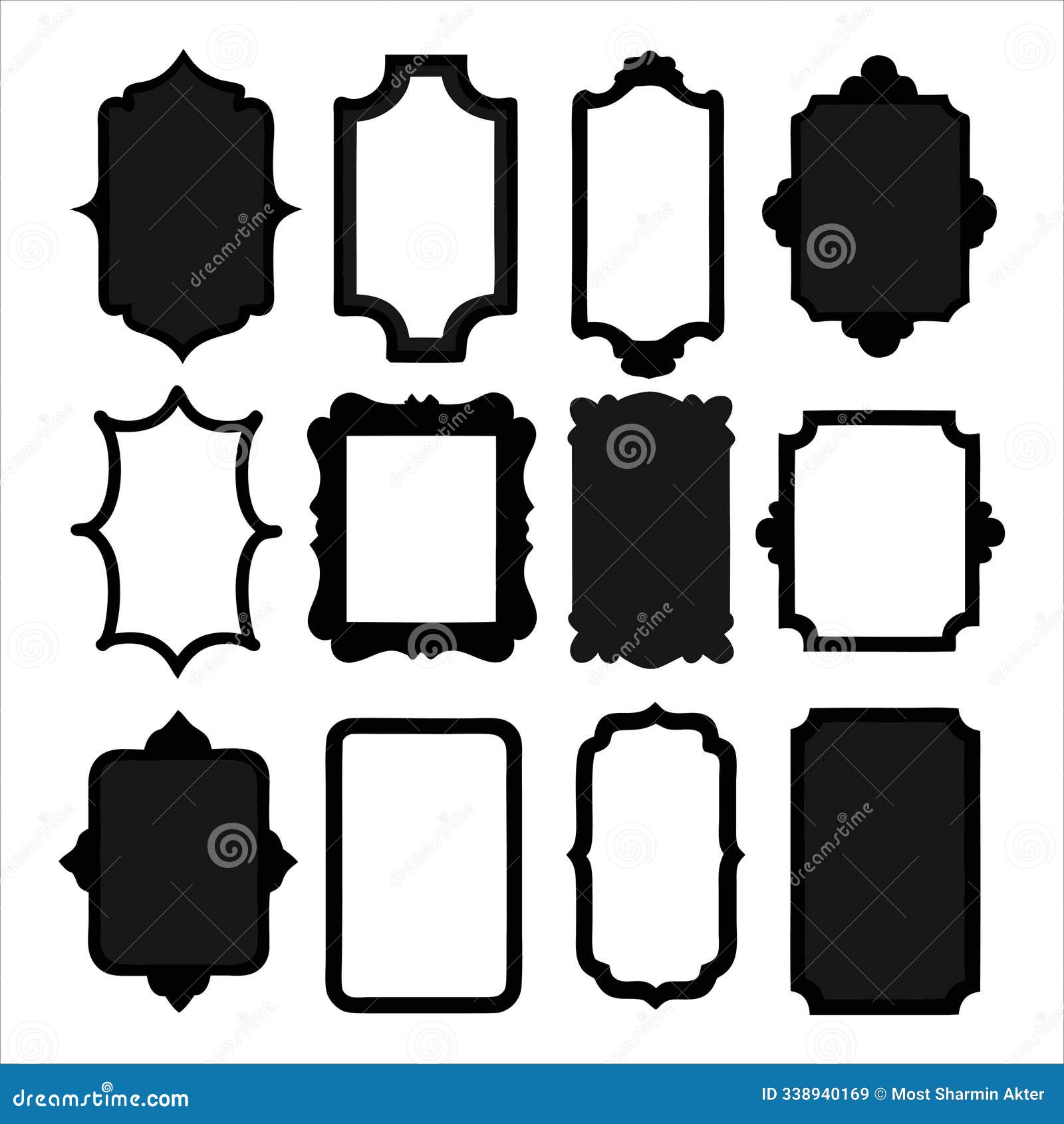 Vintage Rectangular Frame Vector Set – Elegant Ornamental Border ...