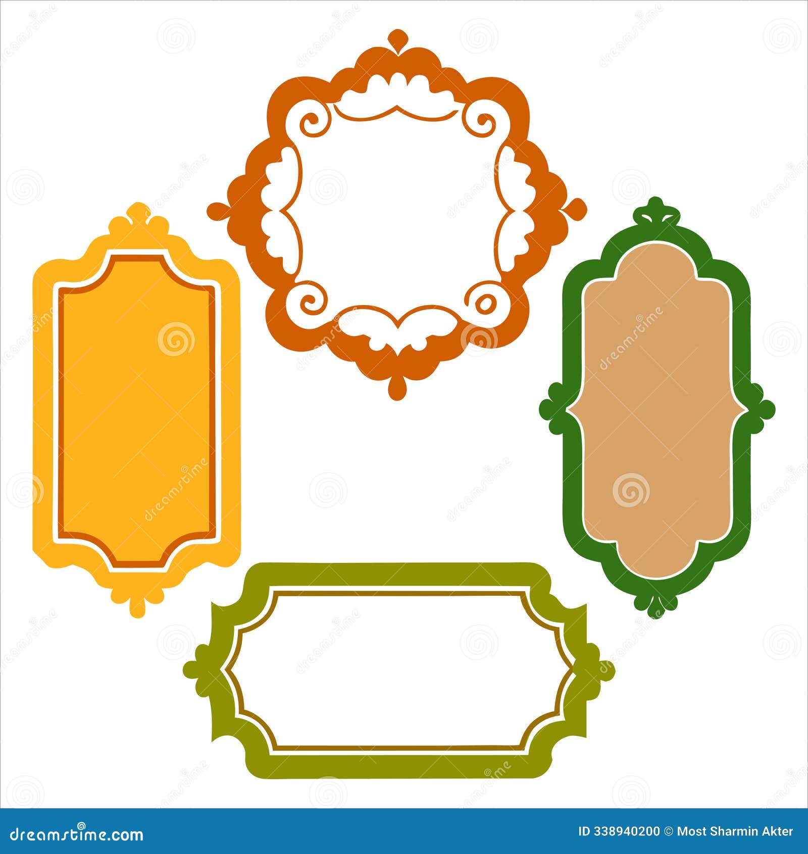 Vintage Rectangular Frame Vector Set – Elegant Ornamental Border ...
