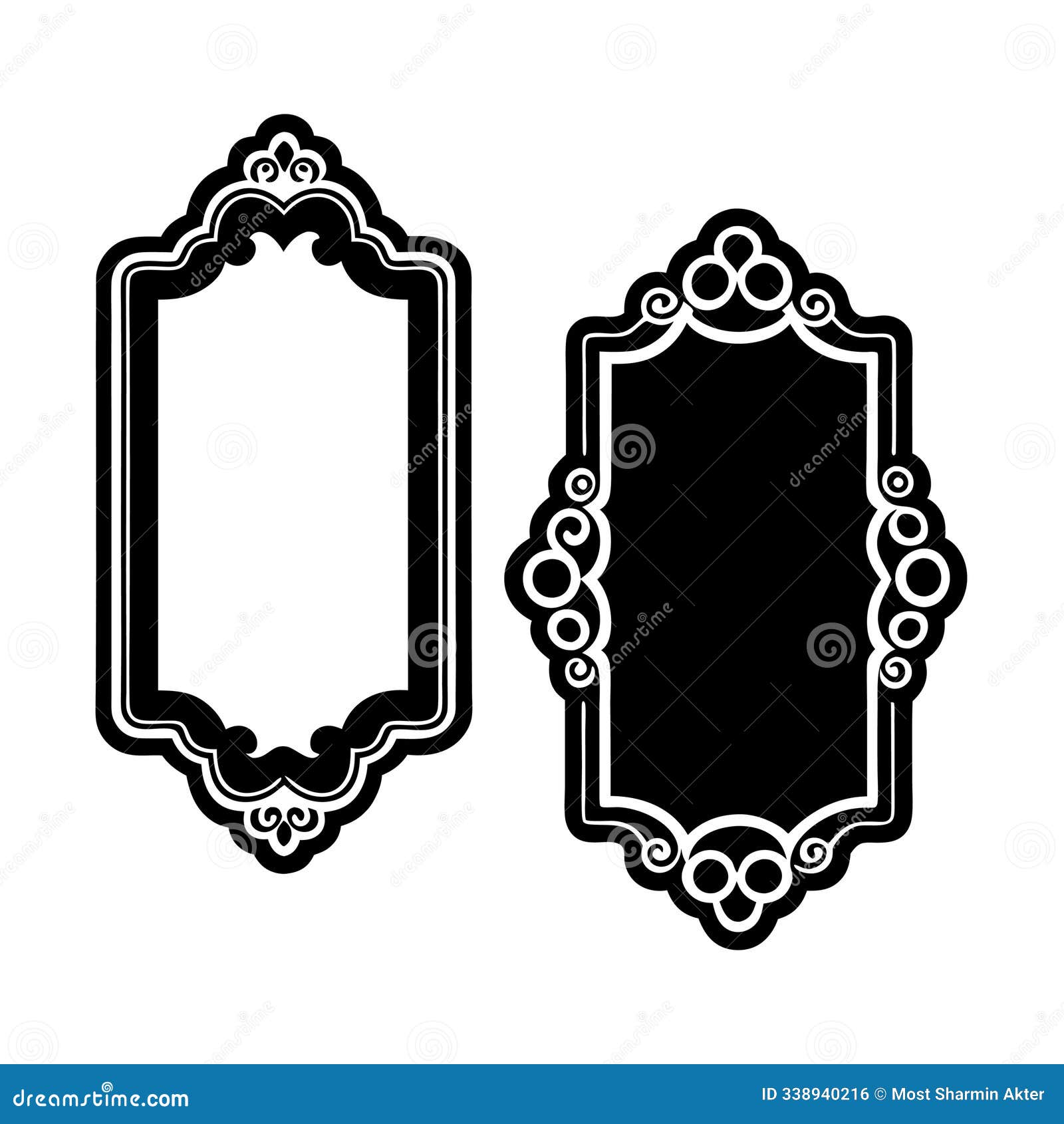 Vintage Rectangular Frame Vector Set – Elegant Ornamental Border ...