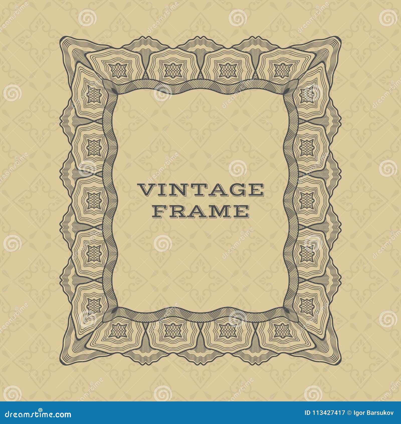 Vintage rectangular frame stock vector. Illustration of line - 113427417
