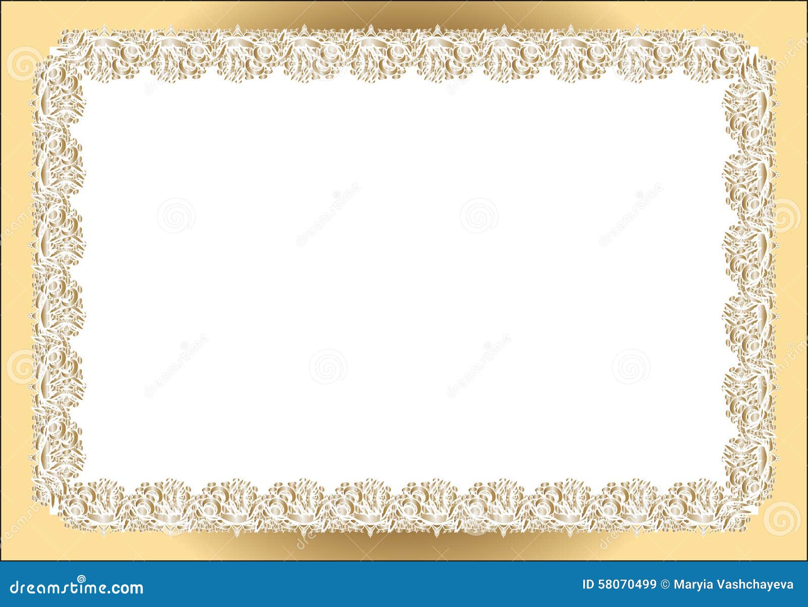 Vintage Rectangular Frame White Gold Stock Vector - Illustration of ...