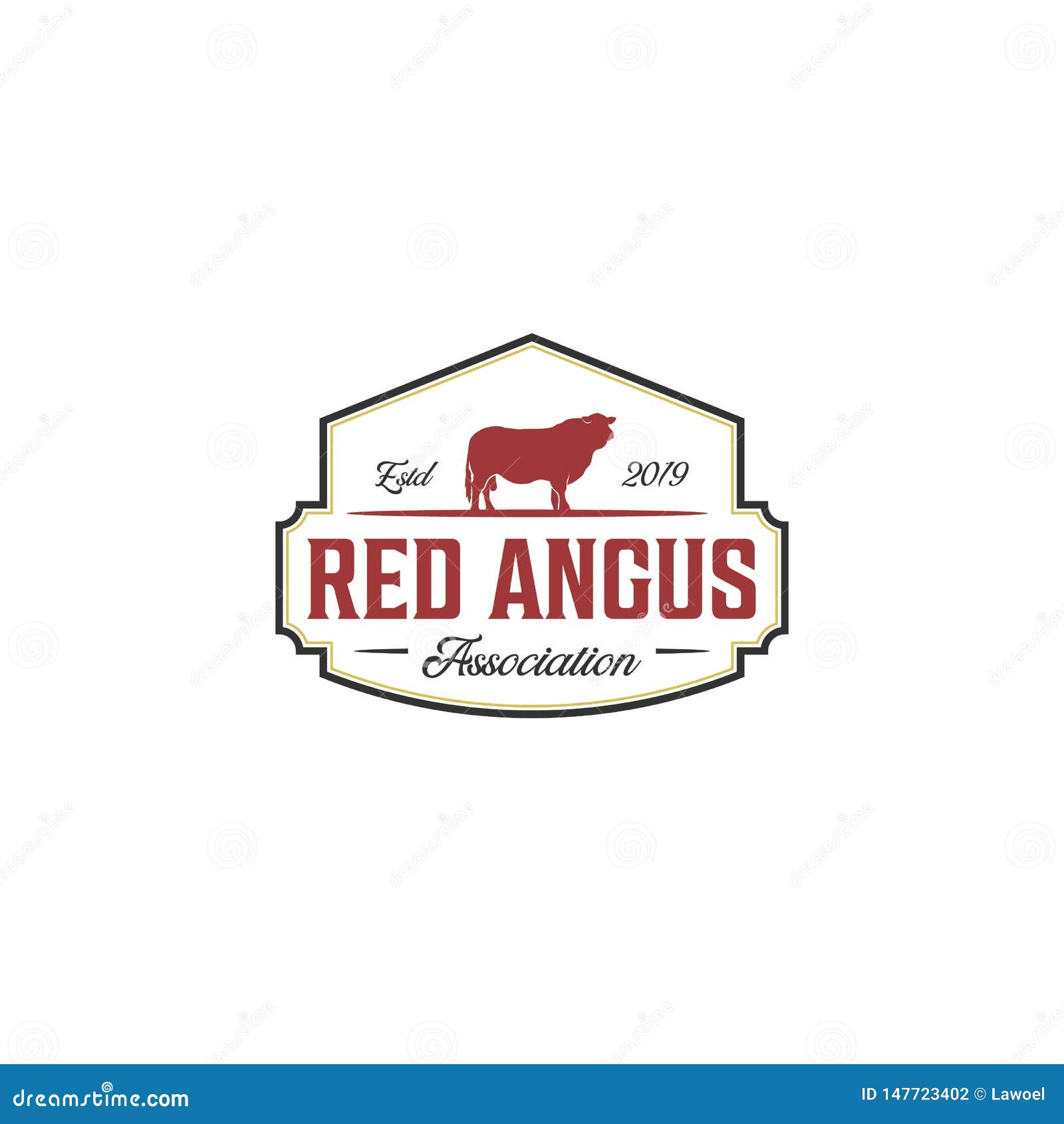 Vintage Red Angus Logo Design Inspirations Vector Illustration ...