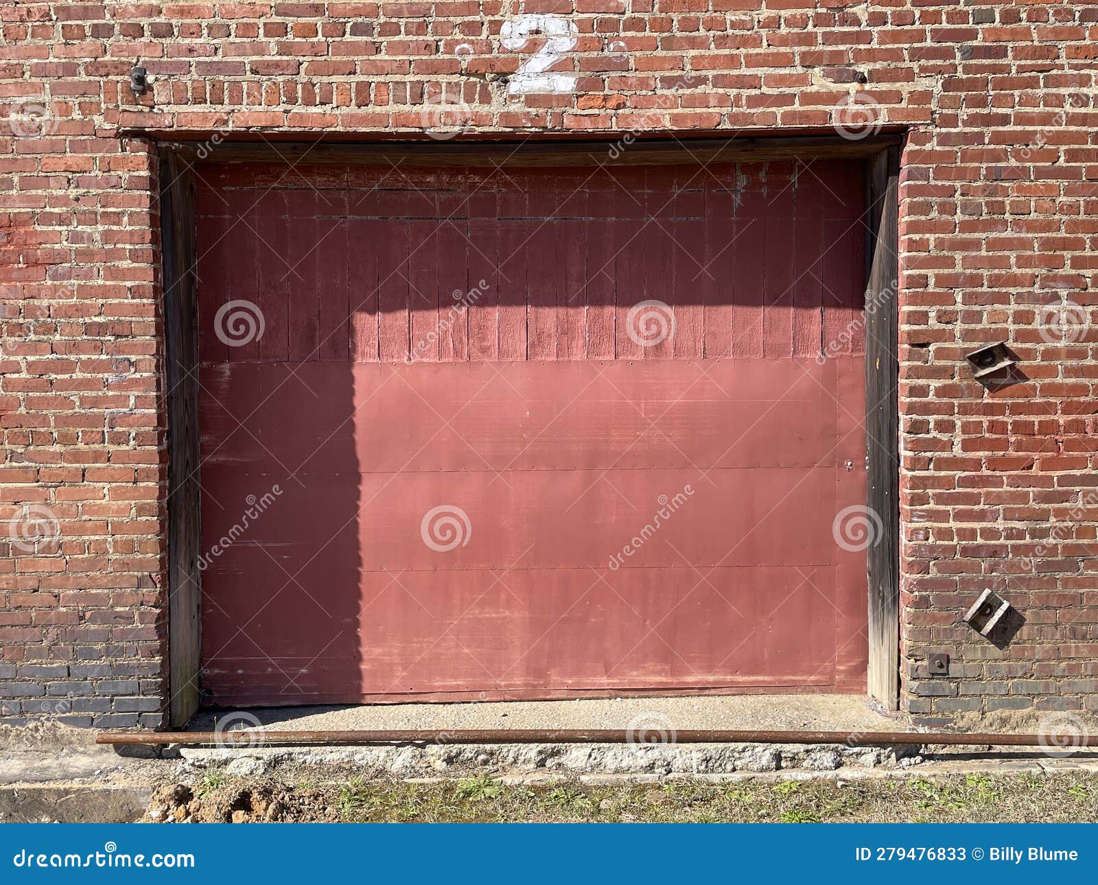 Vintage Red Brick Wall Building Background Red Dock Door Stock Image ...