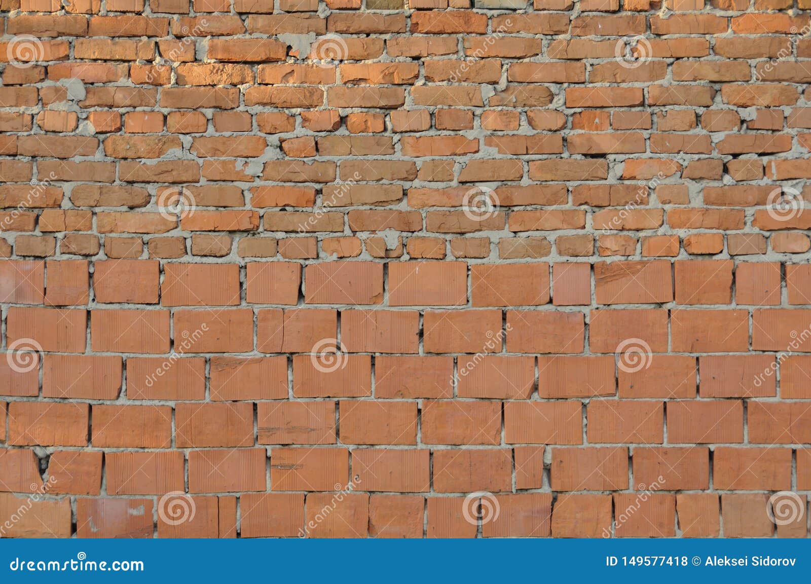 Vintage Red Brick Wall. the Bricks are Lit by the Rising Sun. Stock ...