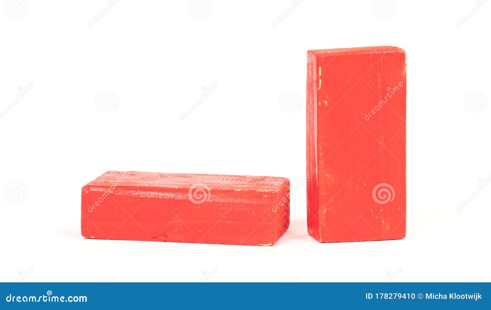 Vintage Red Building Blocks Isolated on White Stock Photo - Image of ...