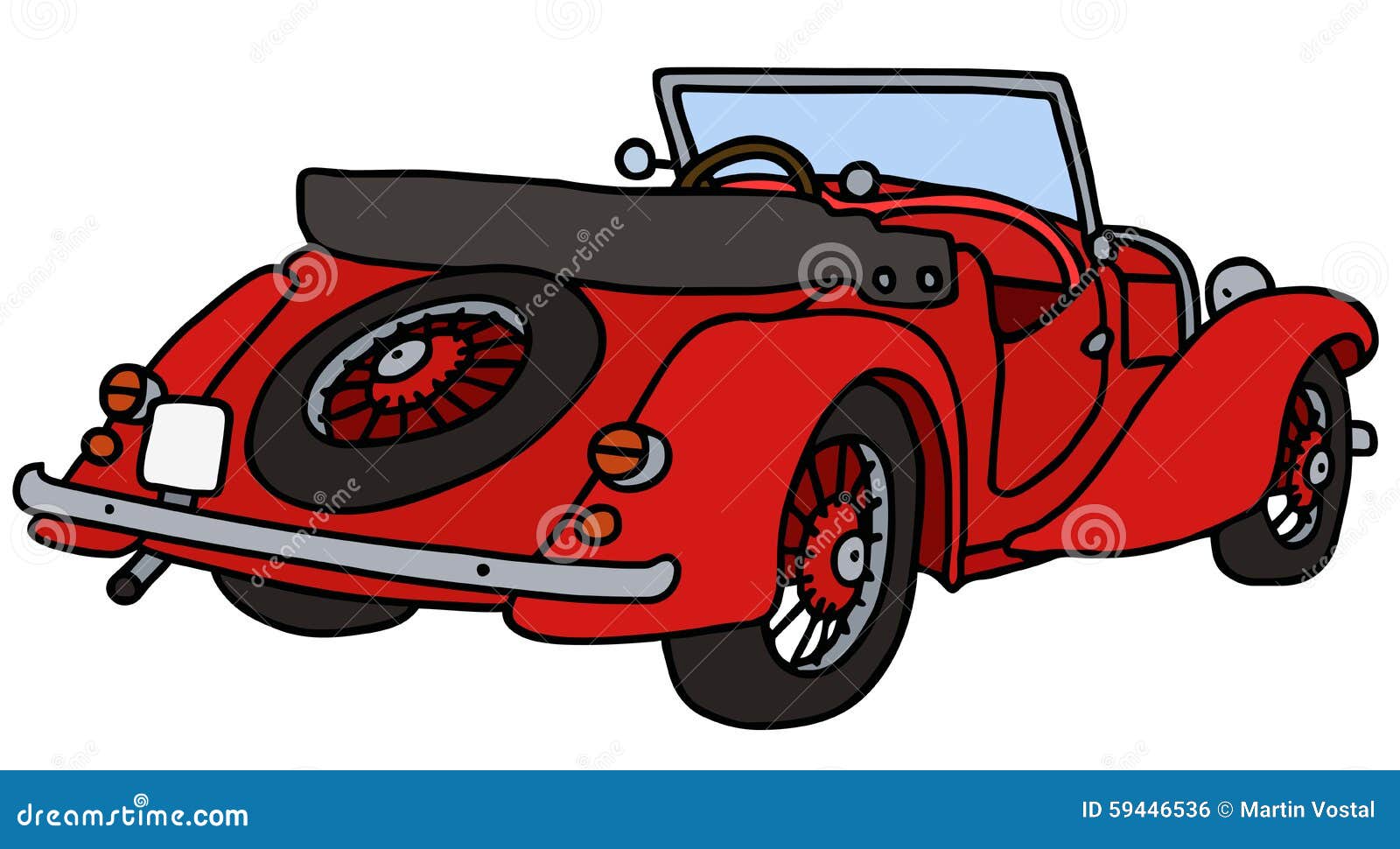 Vintage Red Cabriolet Vector Illustration | CartoonDealer.com #59446536