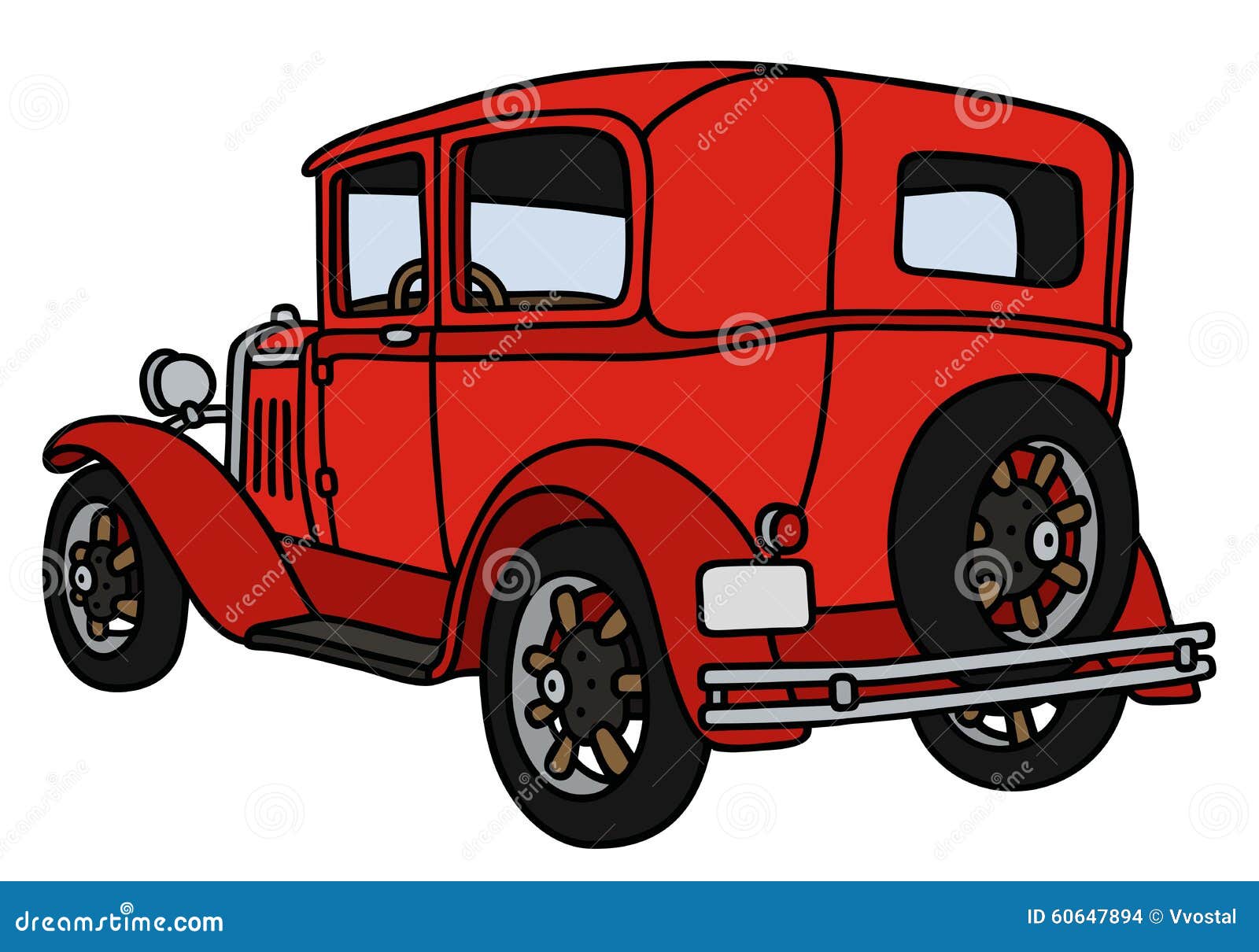 Vintage red car stock vector. Illustration of road, vector - 60647894