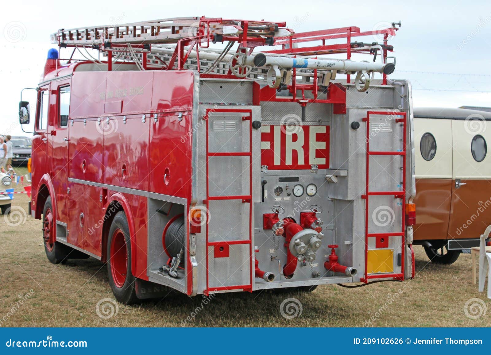Vintage red Fire Engine stock photo. Image of rescue - 209102626
