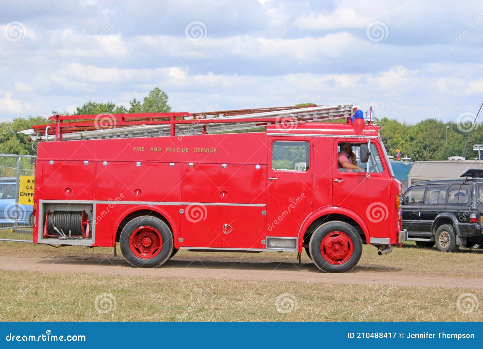 Vintage red Fire Engine editorial photography. Image of emergency ...