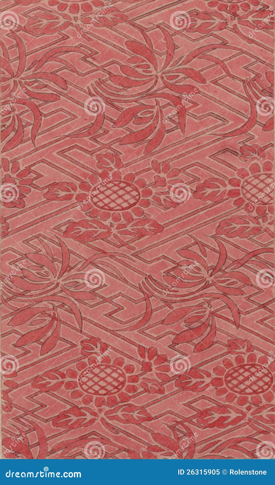 Vintage Red Floral Fabric stock image. Image of design - 26315905
