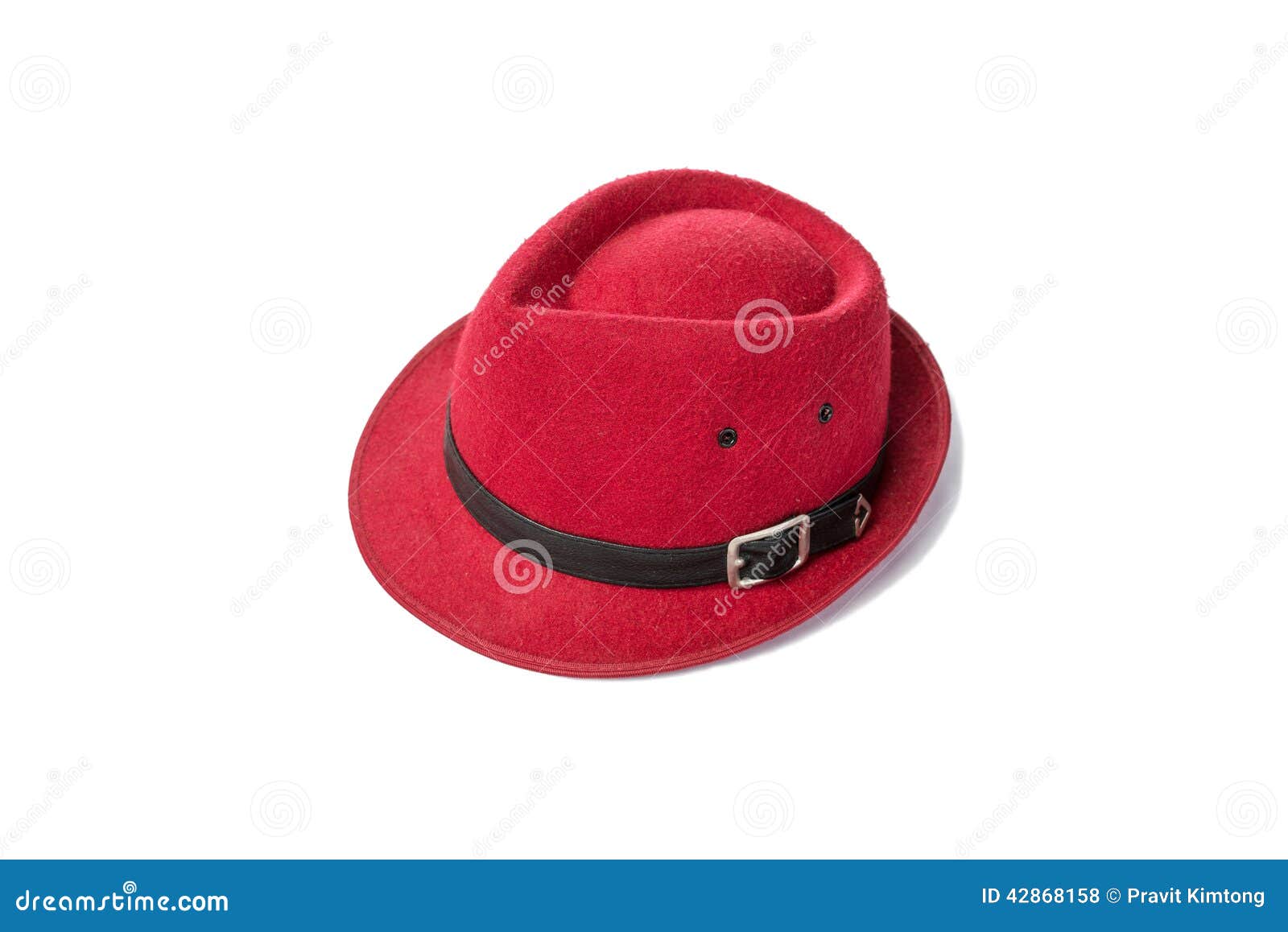 Vintage Red Hat on White Background Stock Photo - Image of wicker ...