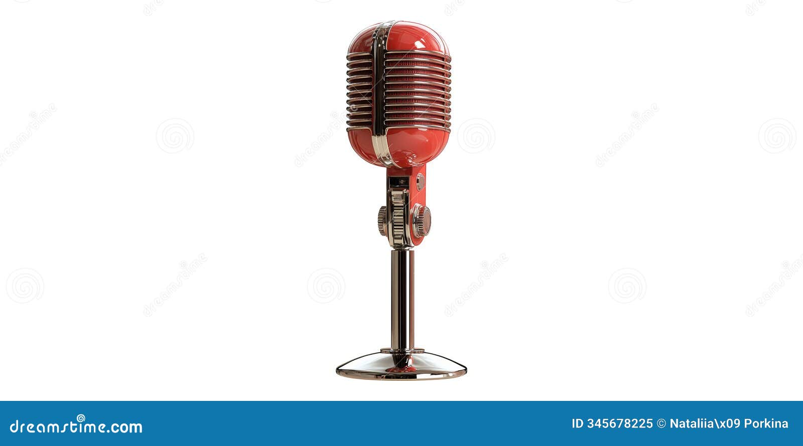 Vintage Red Microphone with Stand Isolated on Transparent Background ...