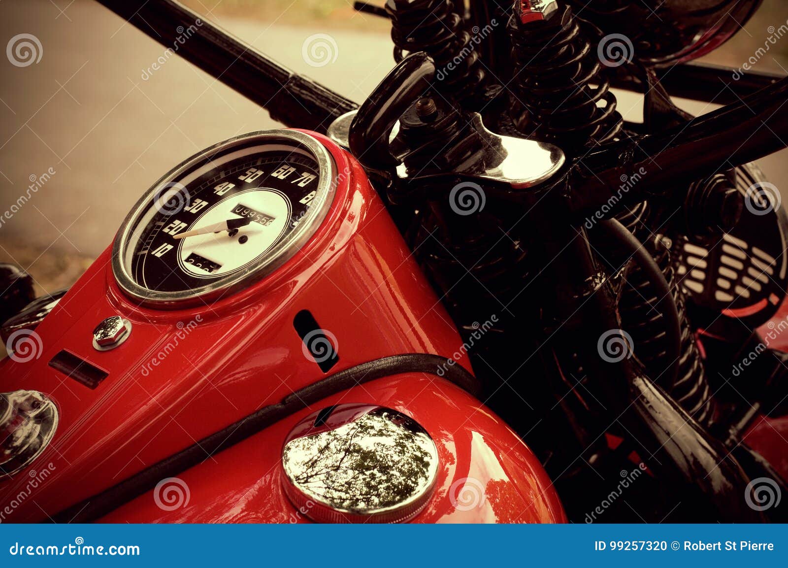 Vintage Red Motorcycle stock photo. Image of transport - 99257320