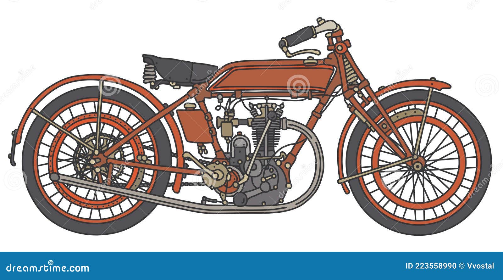 The vintage red motorcycle stock vector. Illustration of sport - 223558990