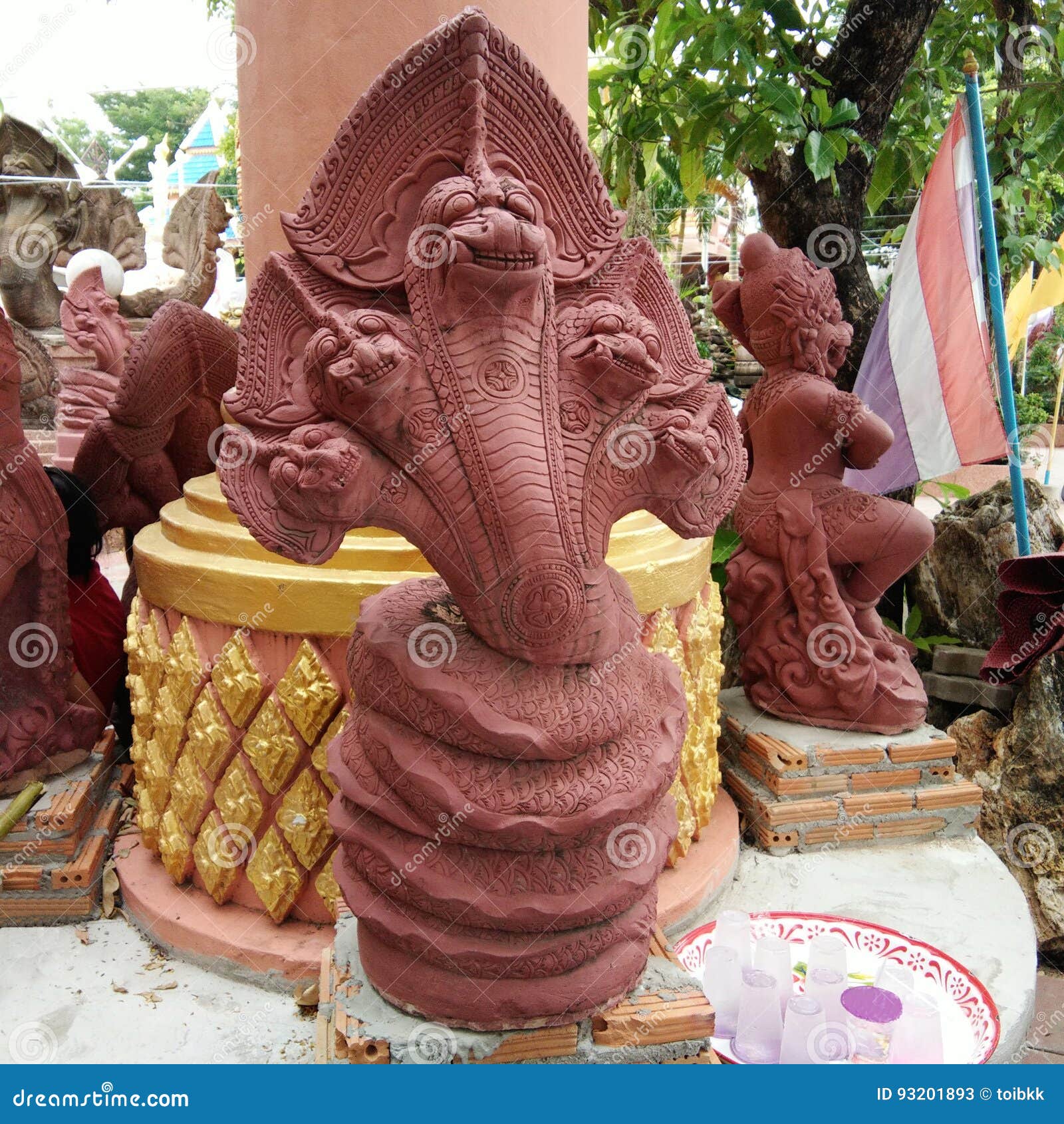 Vintage Red Naga Five Heads Stock Image - Image of color, fairy: 93201893