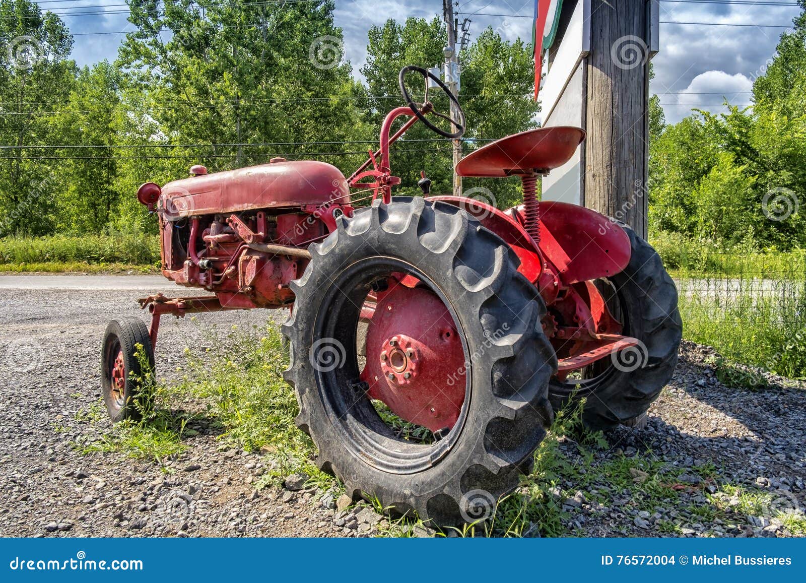 Vintage red Old Tractor stock photo. Image of equipment - 76572004