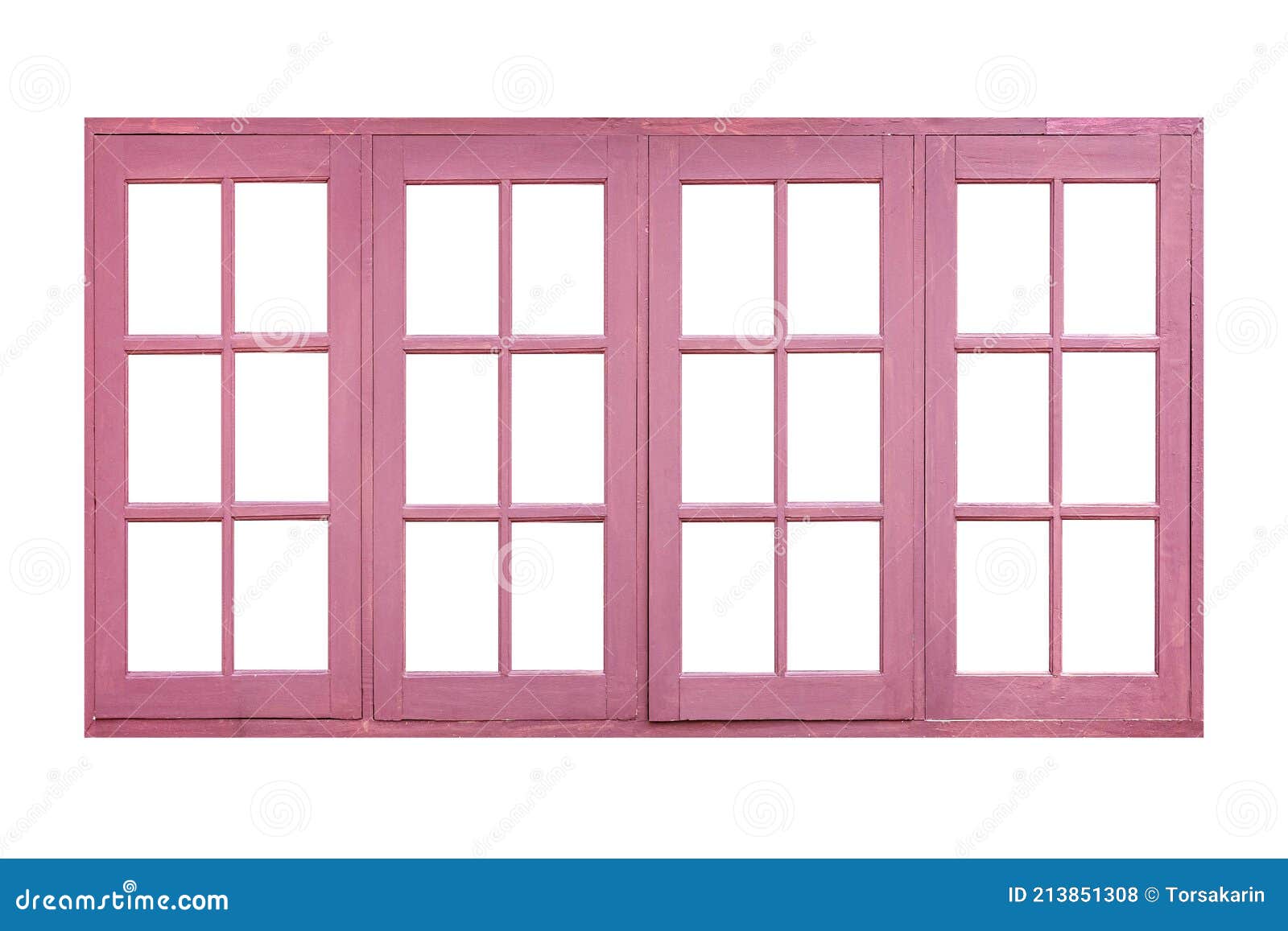Red Painted Wooden Window Frame Isolated on a White Background Stock ...