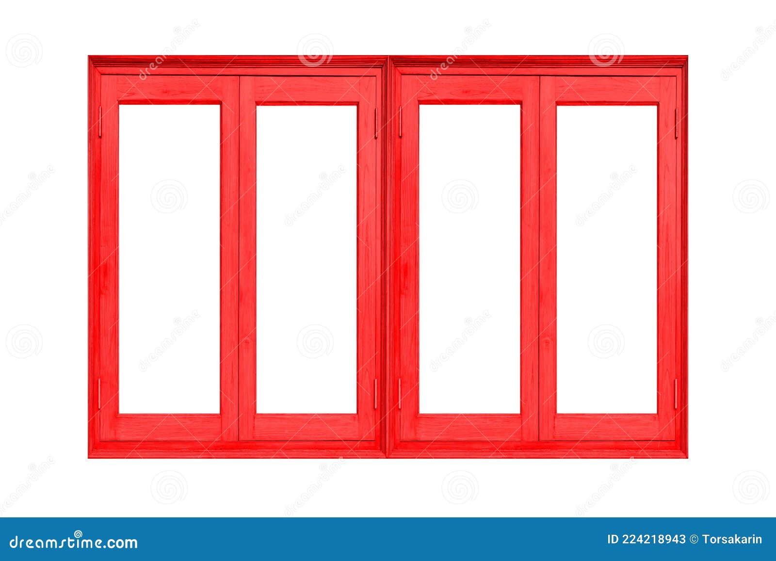 Red Painted Wooden Window Frame Isolated on a White Background Stock ...