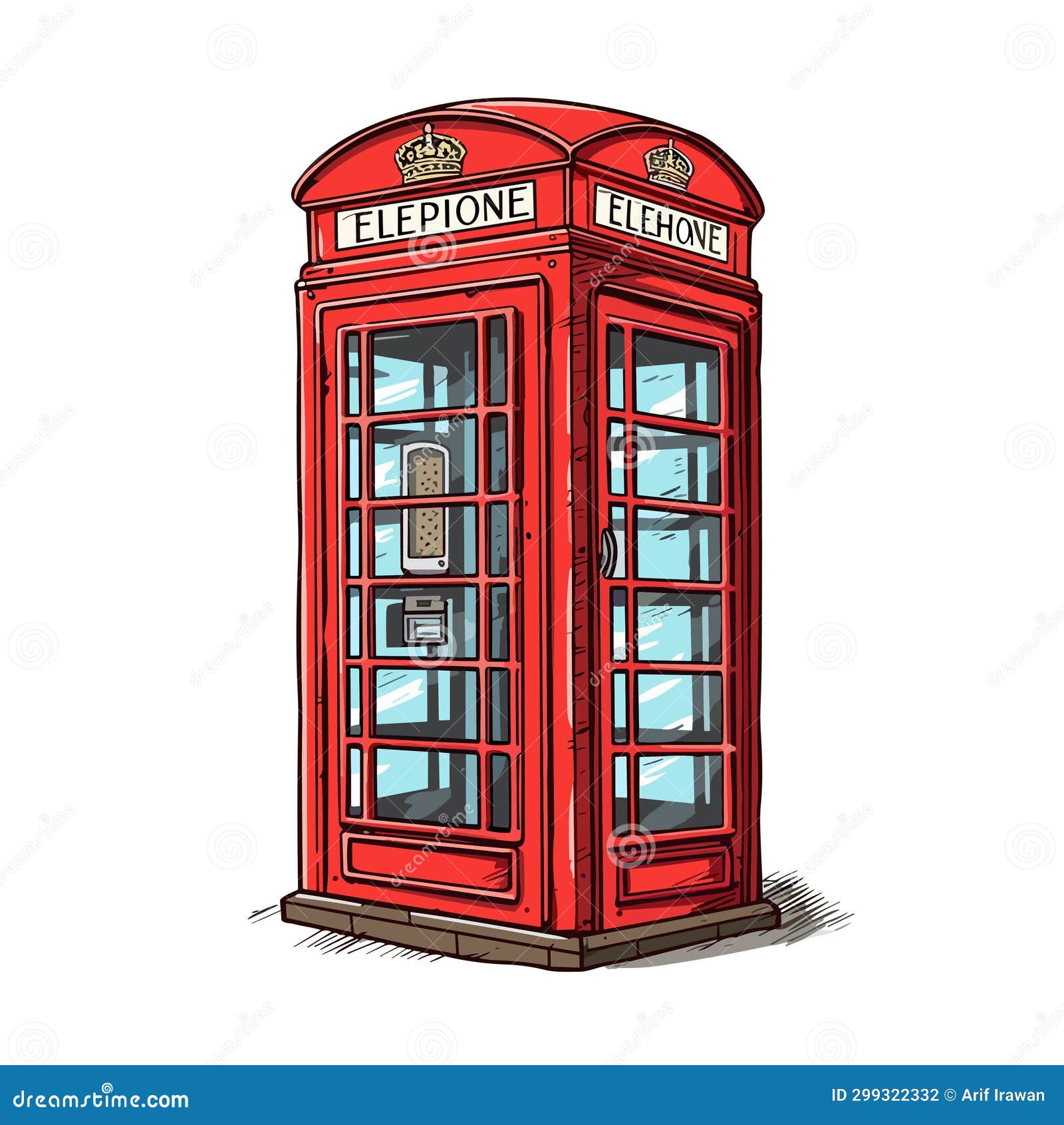 Vintage Red Phone Box in London Template Element Stock Vector ...