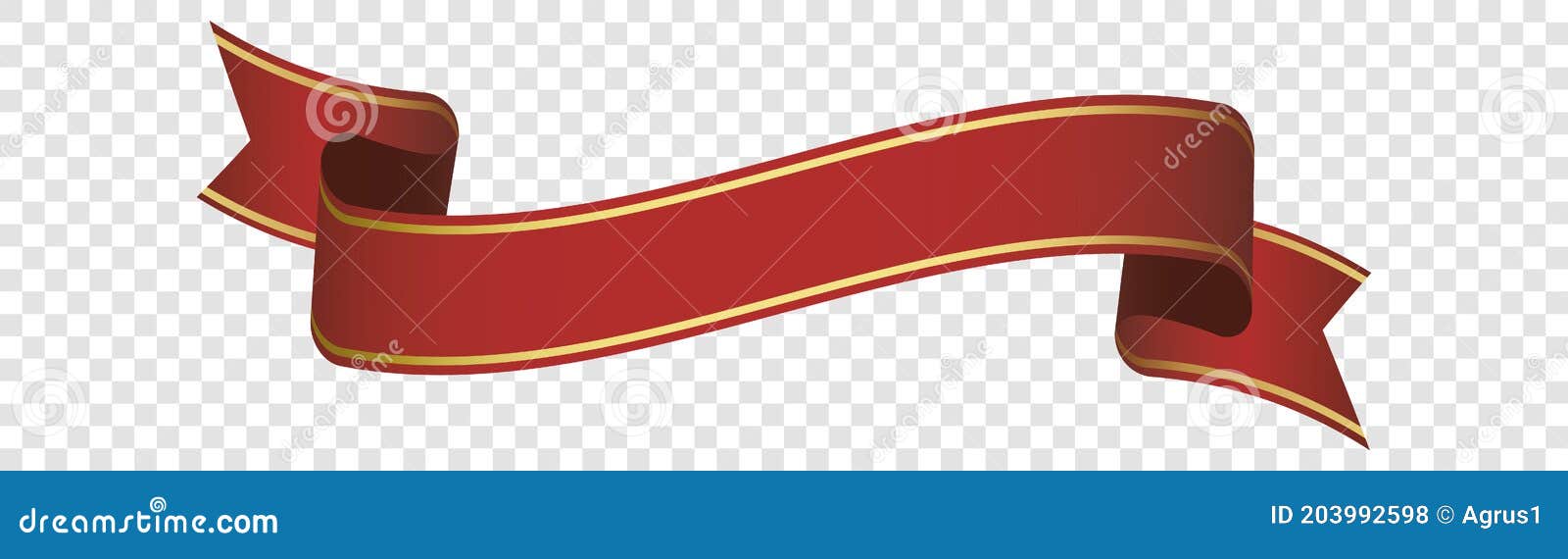 Vintage Red Ribbon Banner Label on Transparent Background Stock Vector ...
