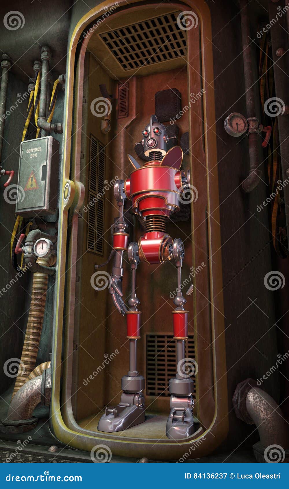 Vintage red robot stock illustration. Illustration of book - 84136237