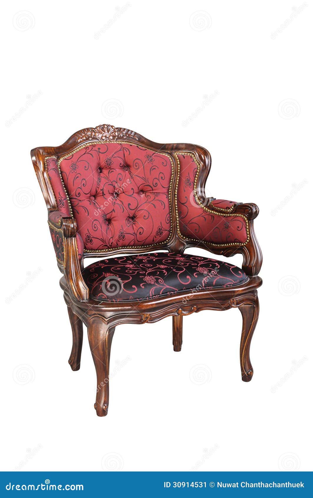 Vintage Red Silk Cloth Chair Isolated Stock Image - Image of modern ...