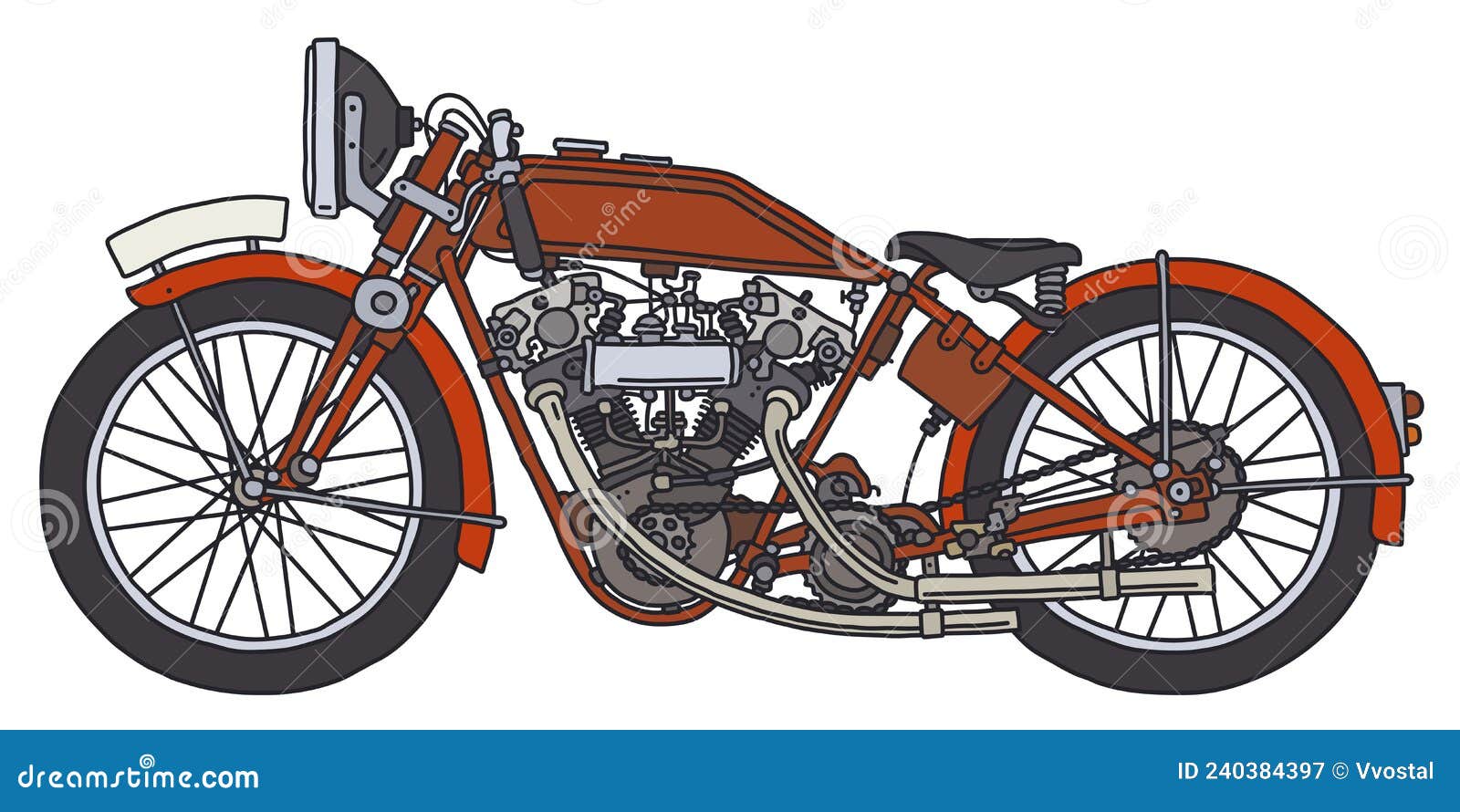 The Vintage Red Sport Motorcycle Stock Vector - Illustration of heavy ...