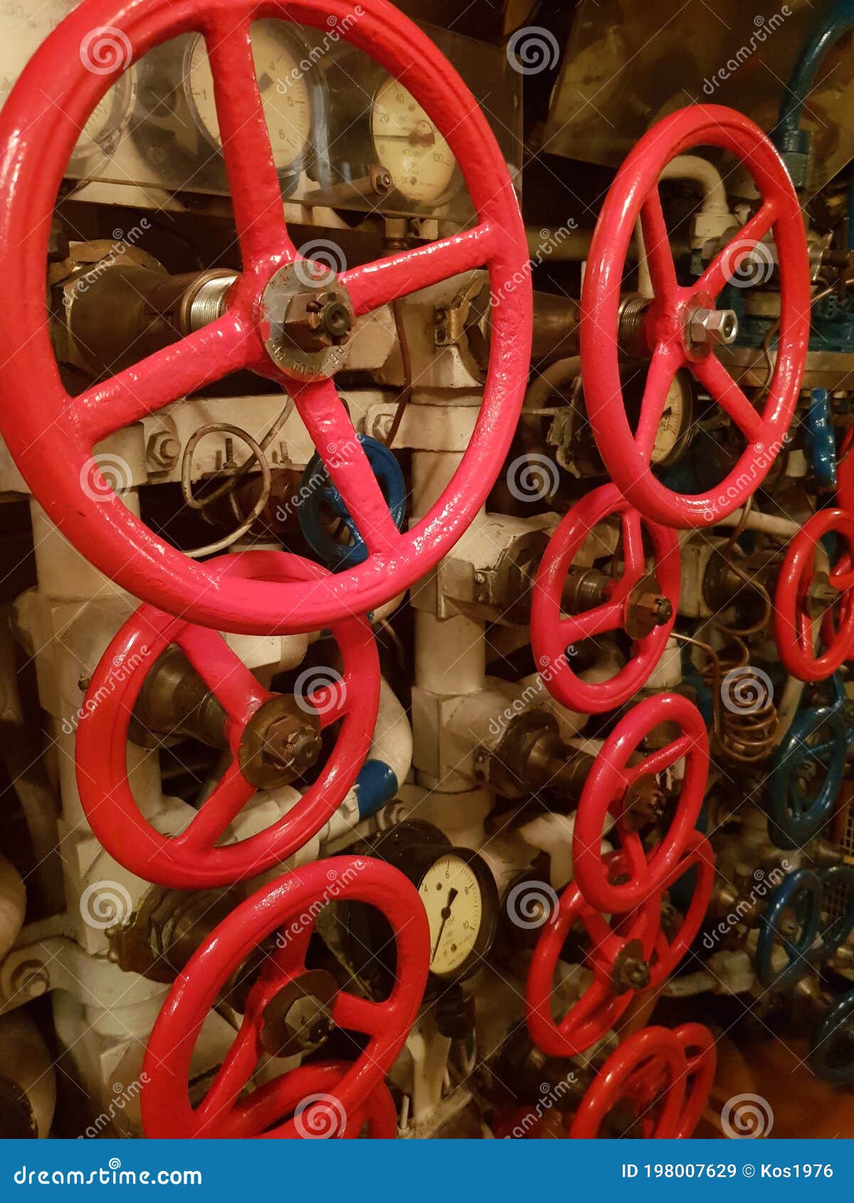 Vintage Red Handle Valve on the Submarine Stock Image - Image of ...