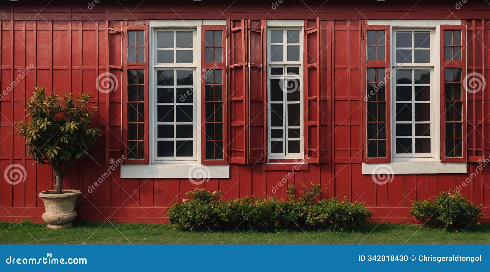 Vintage Red Theme House with Square Windows for Banner Ai Generated ...