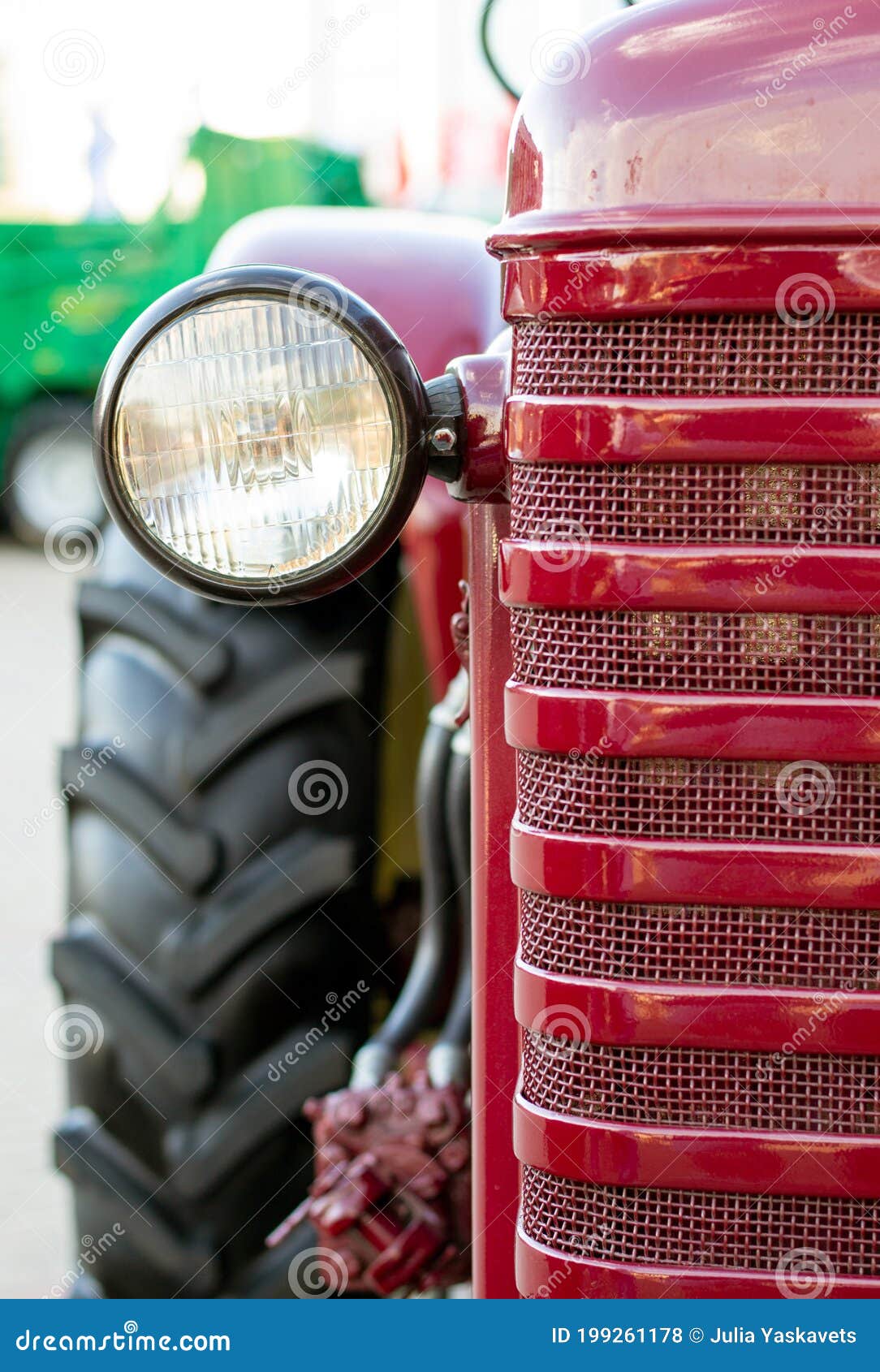 Vintage Red Tractor Front Headlight Stock Photo - Image of technic ...
