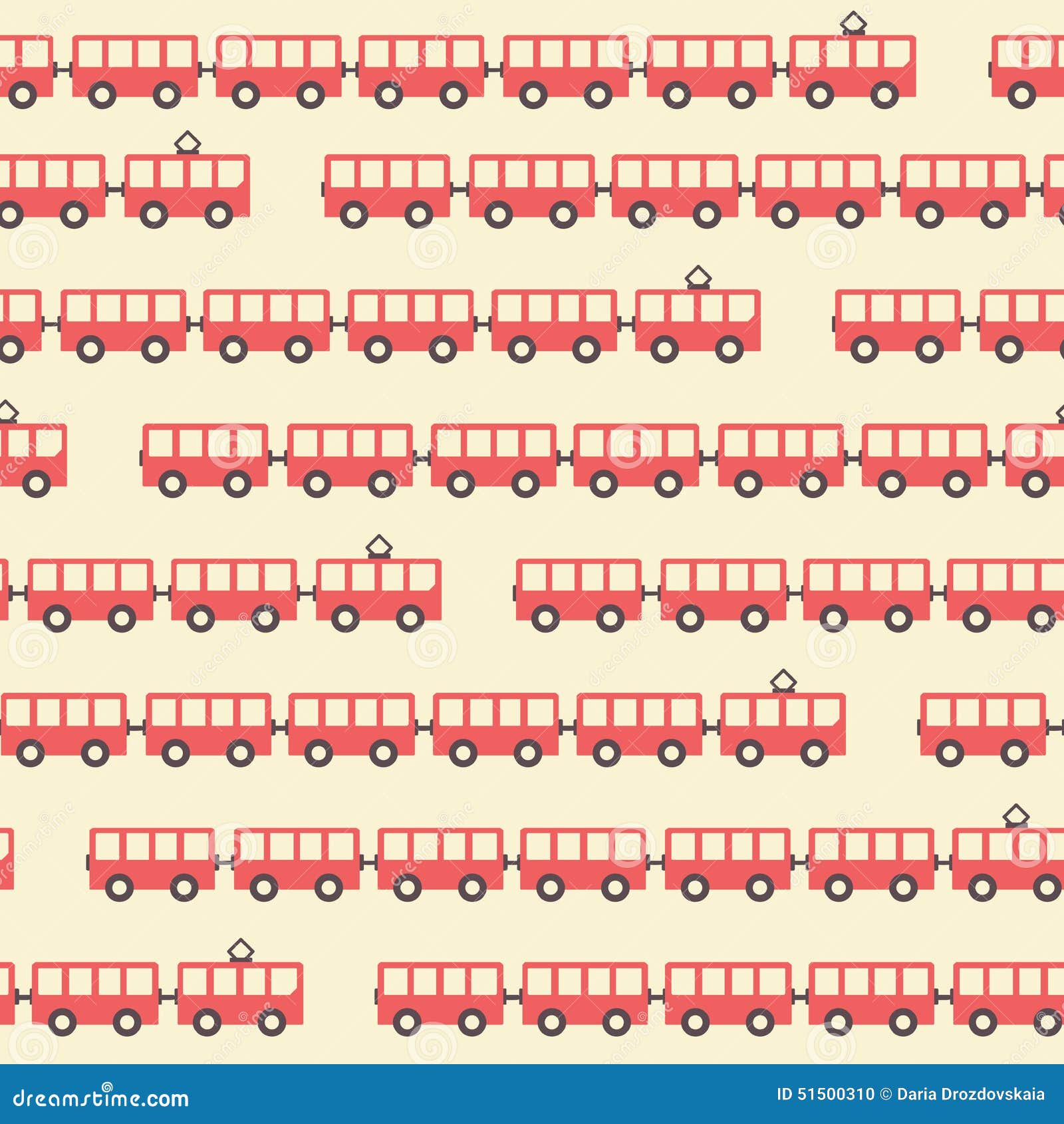 Vintage red tram pattern stock vector. Illustration of creative - 51500310