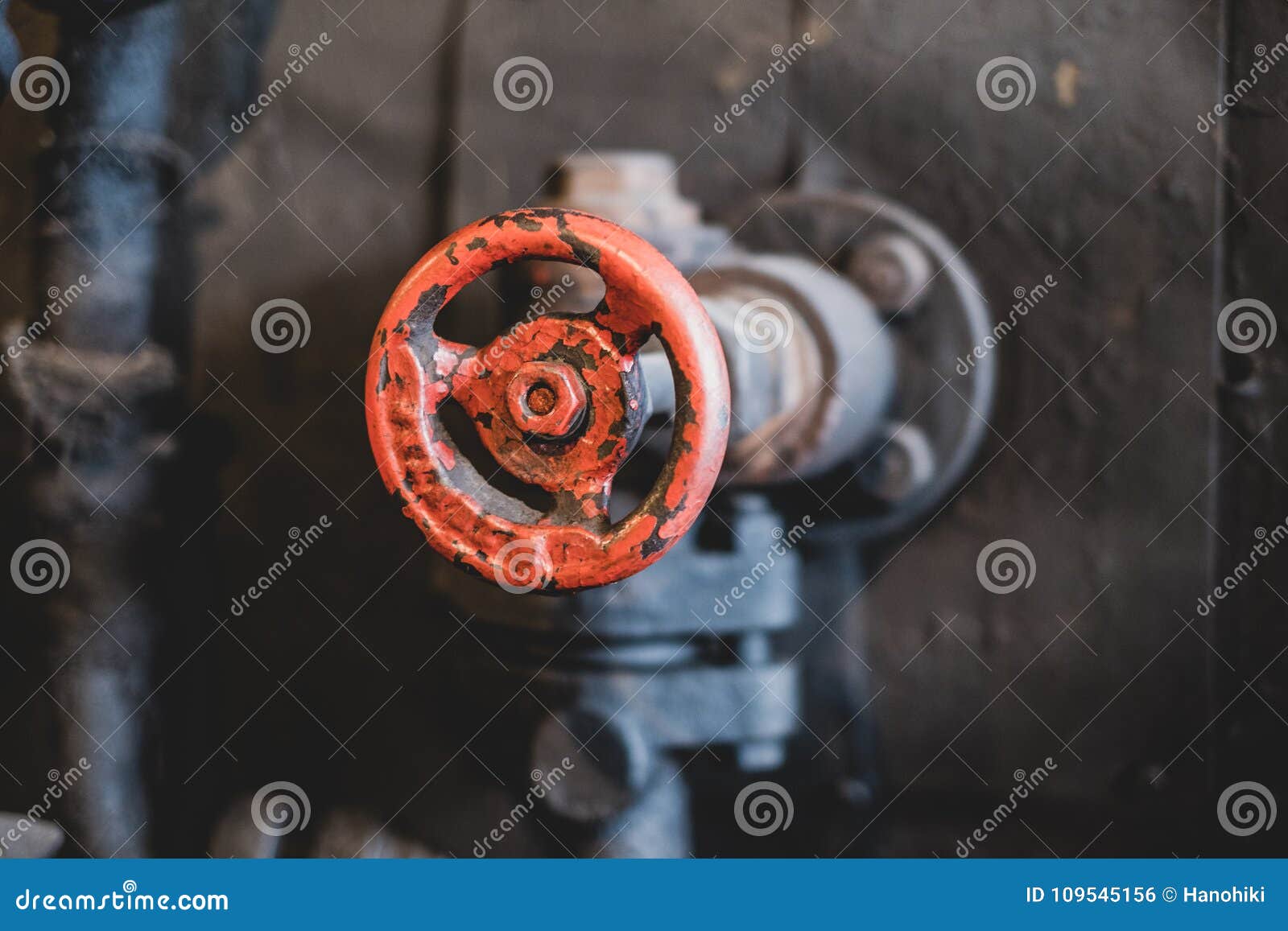 Vintage Red Valve Handle Closeup - Old Technology Stock Photo - Image ...