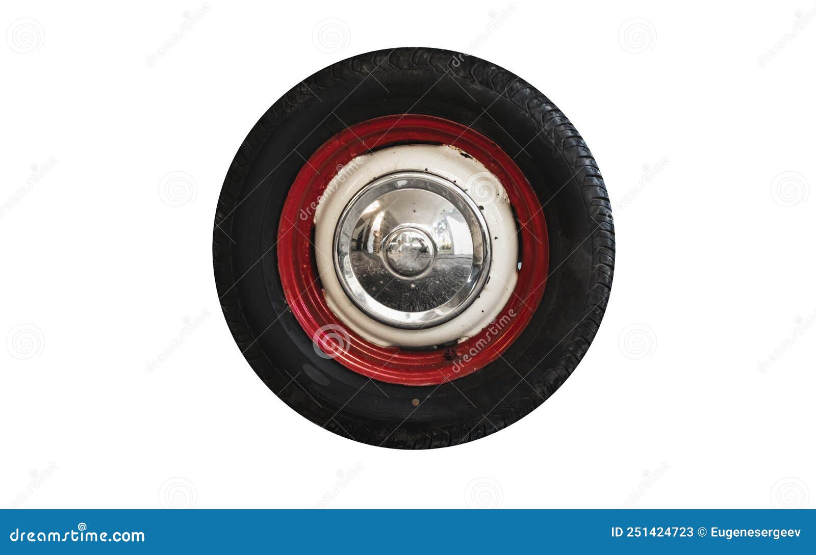 Vintage Red White Car Wheel Isolated on White Stock Image - Image of ...