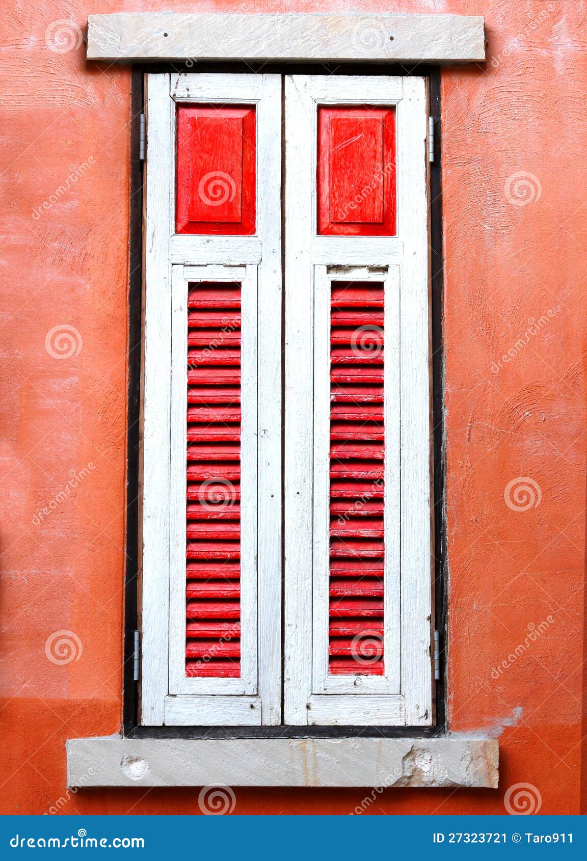 Vintage Red and White Window Stock Image - Image of built, retro: 27323721