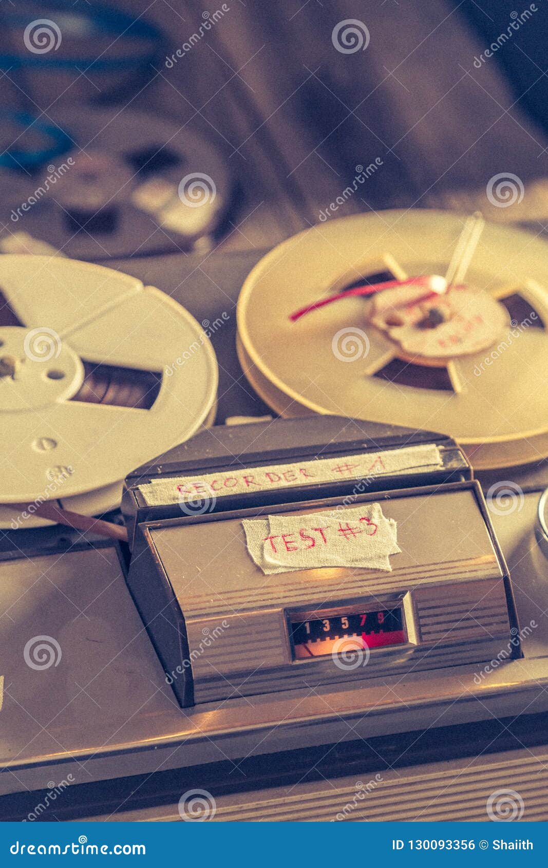 Vintage Reel Audio Recorder with a Few Rolls of Tape Stock Photo ...