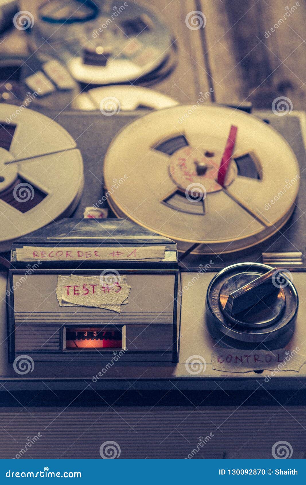 Vintage Reel Audio Recorder with Microphone and Roll of Tape Stock ...