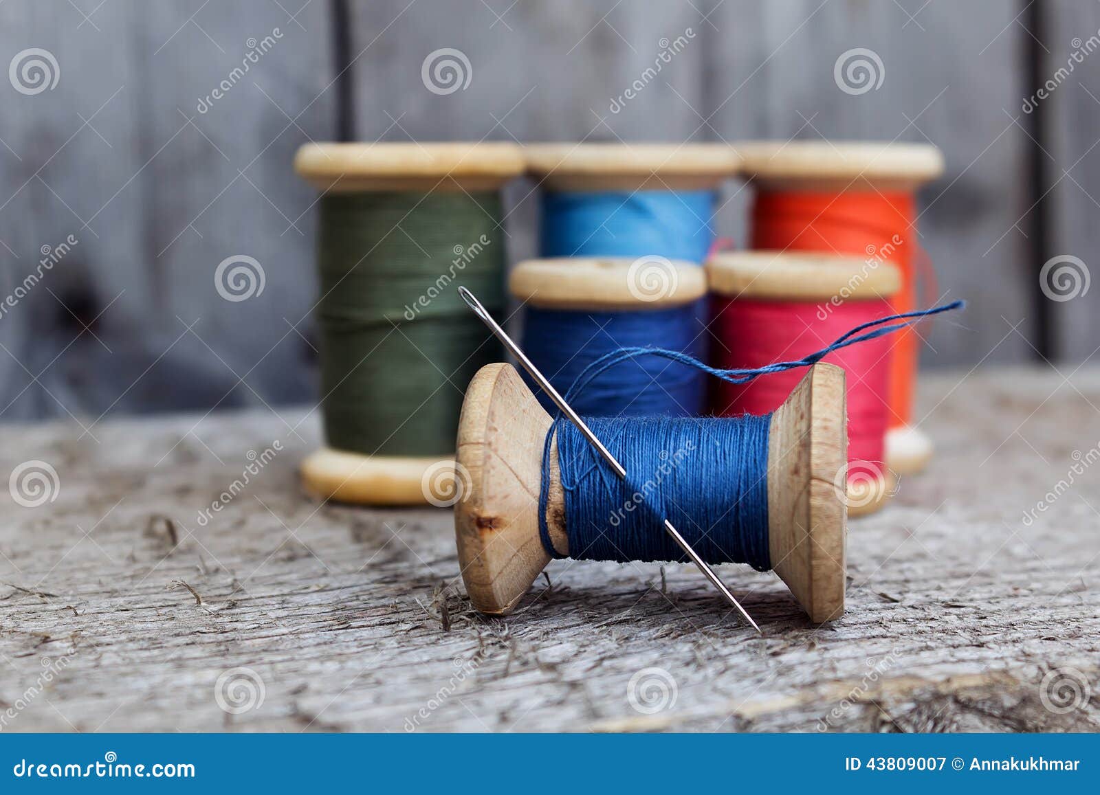 Vintage Reels of Thread and Needle Stock Image - Image of tool, coil ...