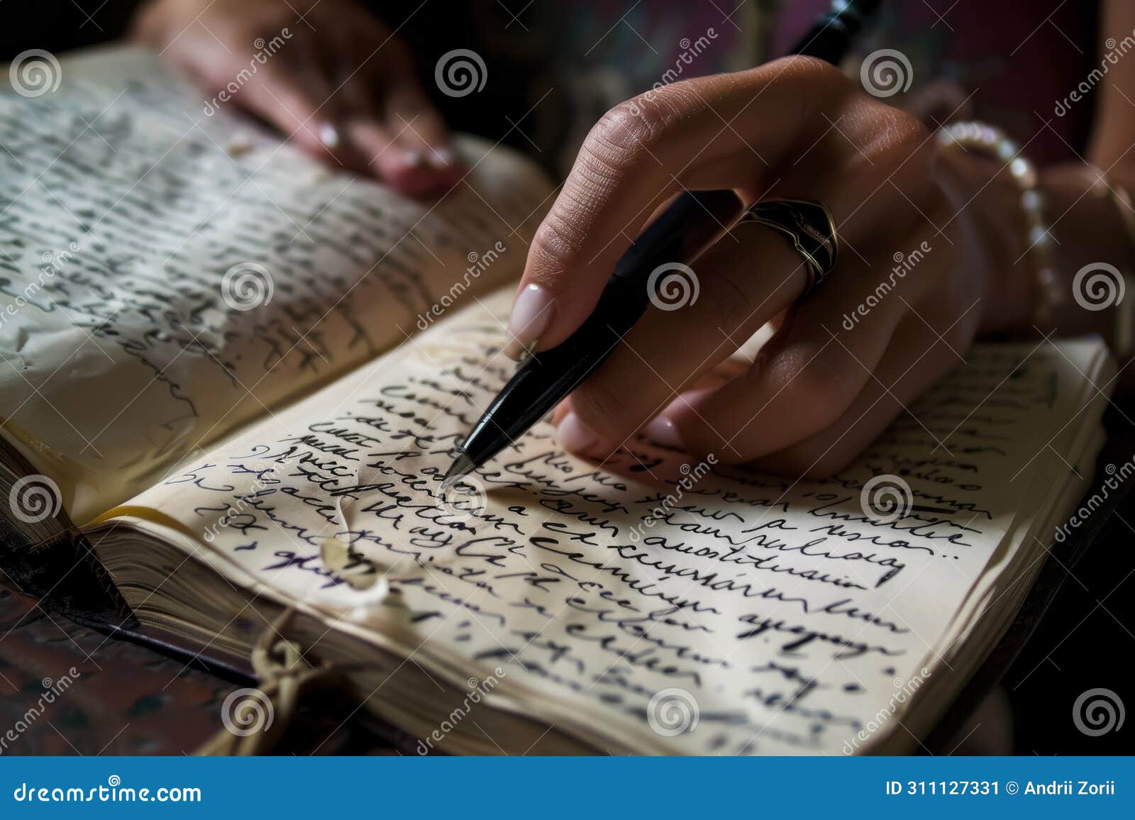 Vintage Reflection Writing stock image. Image of calligraphy - 311127331