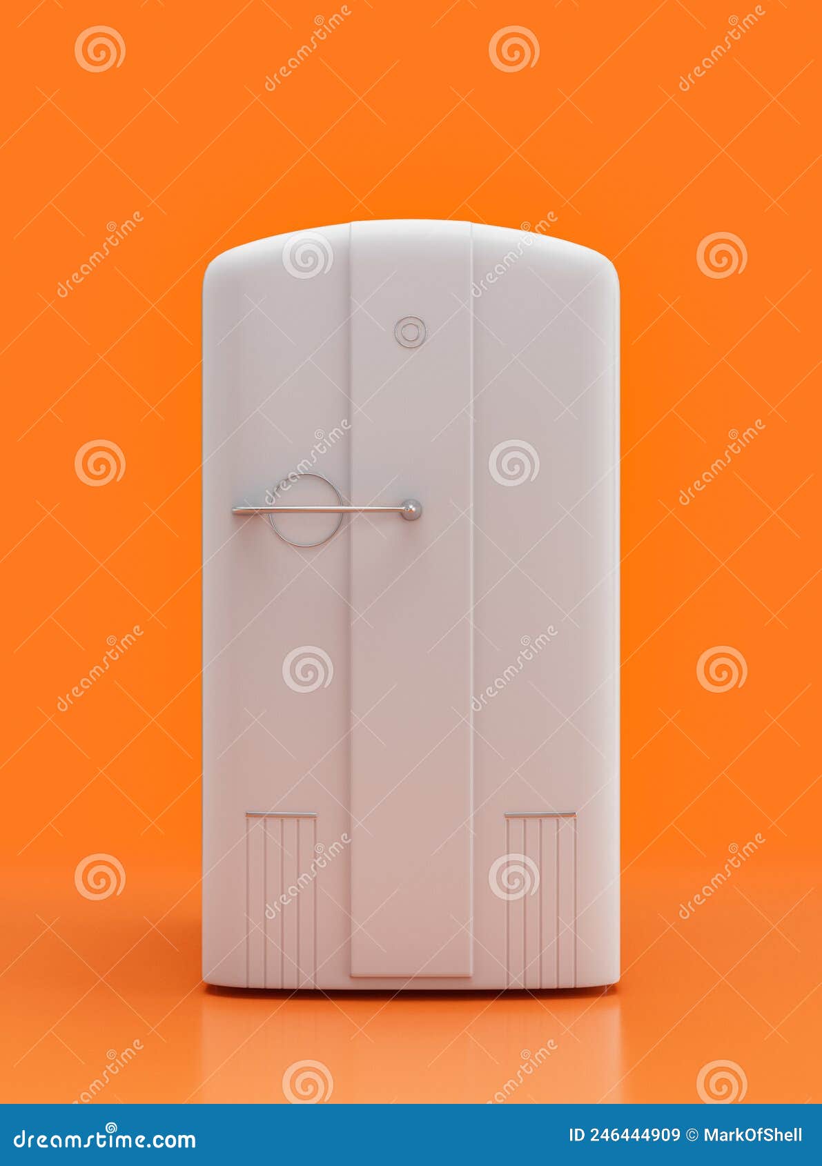 Vintage Refrigerator, Retro Kitchen Appliance Front View, 3d Rendering ...