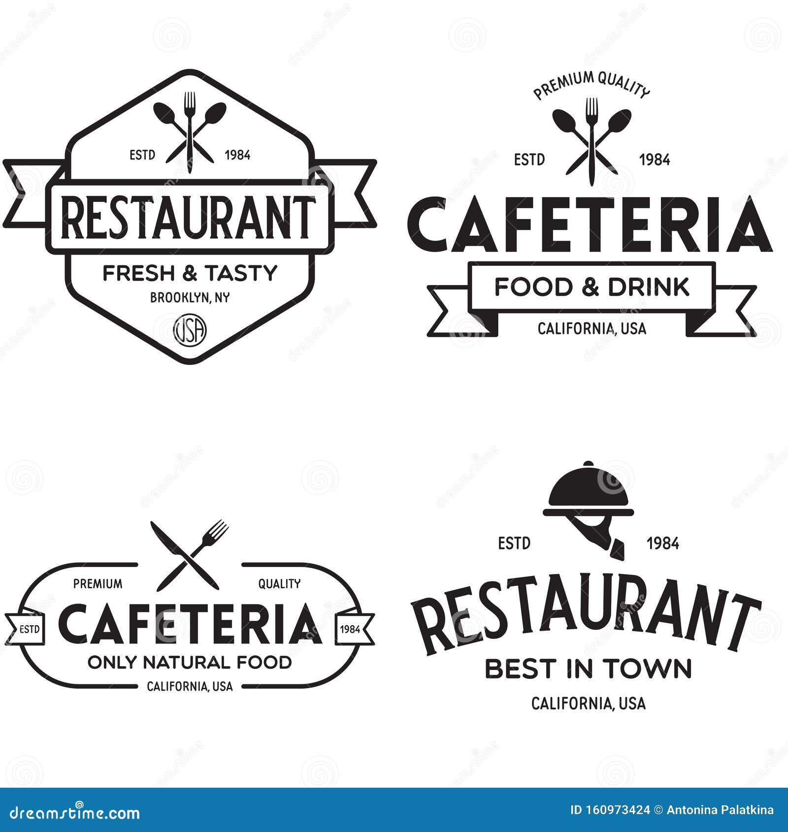 Vintage Restaurant Logos Design Templates Set. Vector Design Elements ...