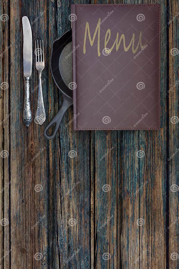 Vintage Restaurant Menu on a Rustic Wood Background Stock Image - Image ...