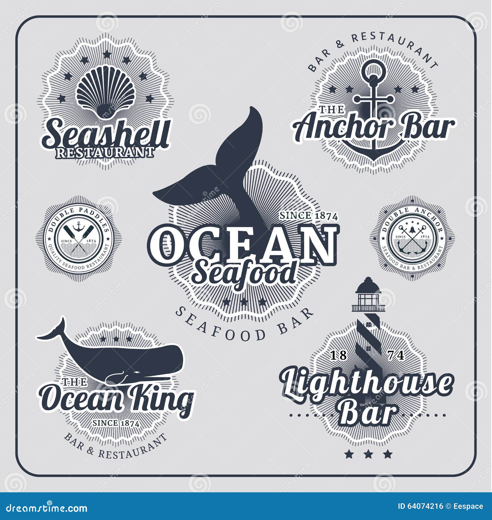 Nautical Labels Set. Helm And Anchor Isolated On White. Ship And Boat ...